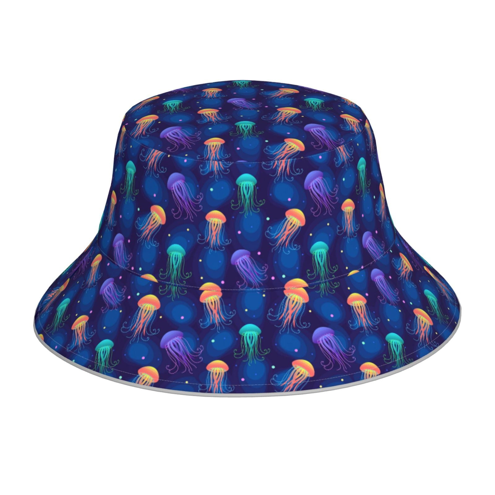 Honeii Jellyfish colorful for Unisex Bucket Hat Waterproof Rain Hat Reversible Shiny Rave Bucket ...