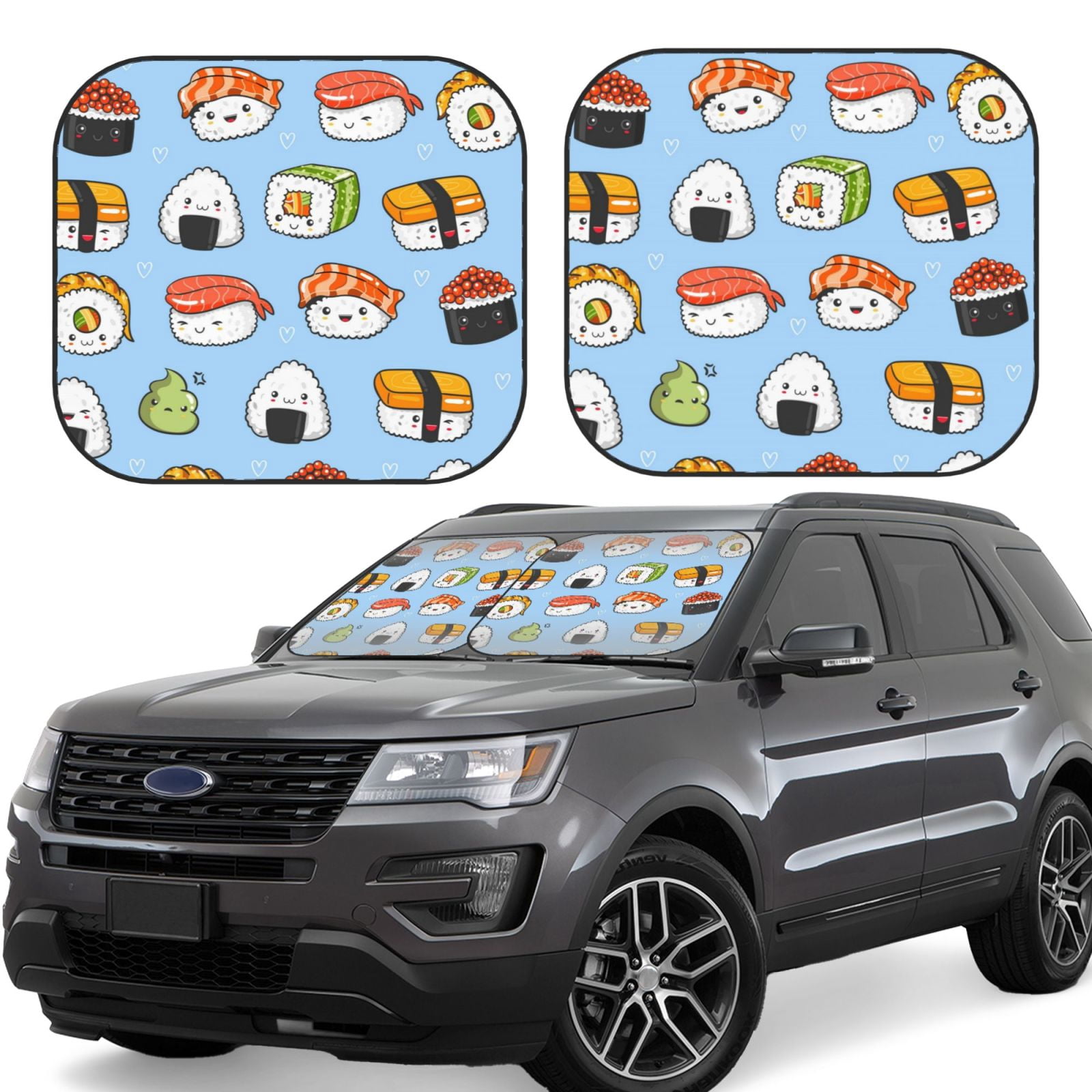 Honeii Kawaii Sushi Print Foldable Car Sun Shade for Windshield, 2 ...