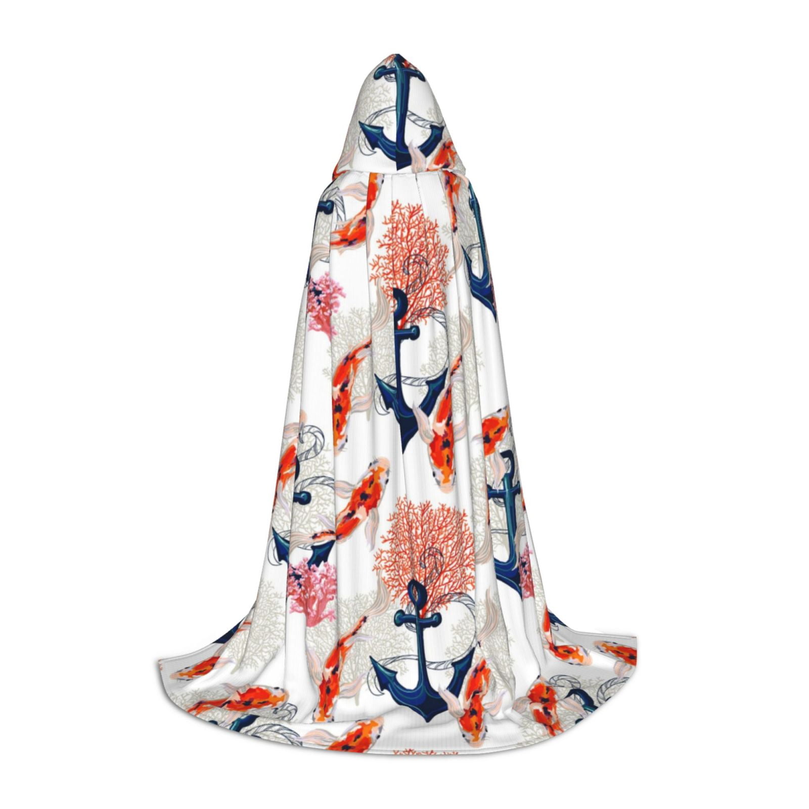 Honeii Koi Fish And Corals Print Poncho Cape, Cloak Coat, Snuggly ...