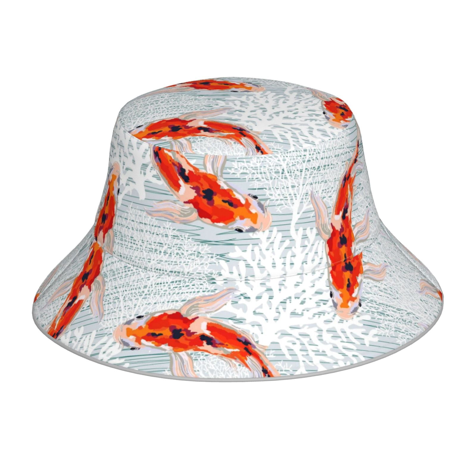 Honeii Koi Fish Corals,Spring Summer for Unisex Bucket Hat Waterproof ...