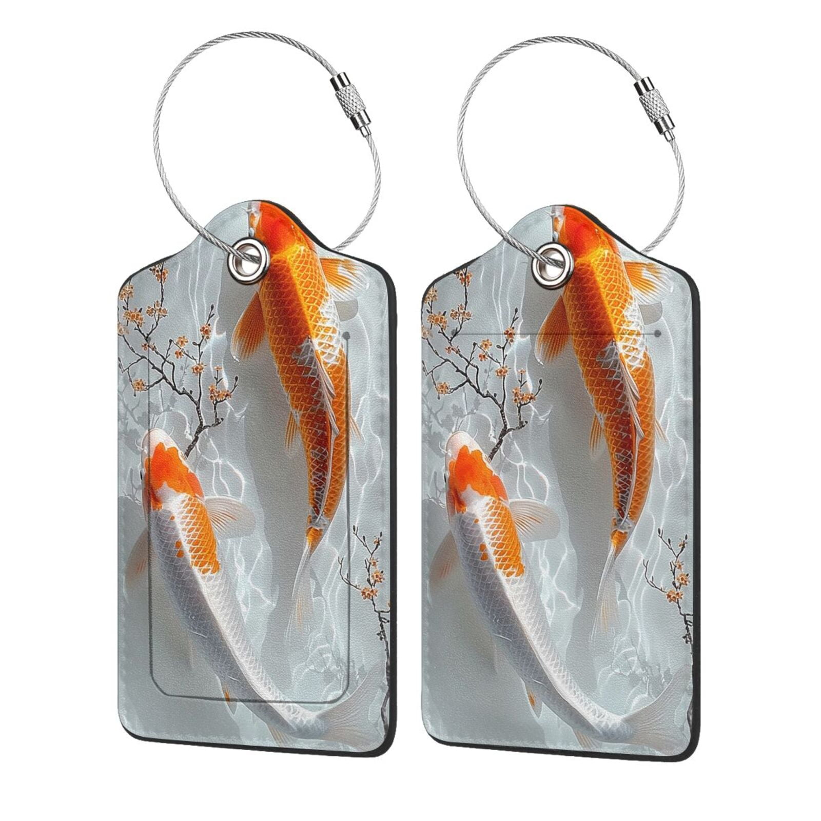 Honeii Koi Fish Water Print Leather Luggage Tag for Suitcases,ID Tags ...
