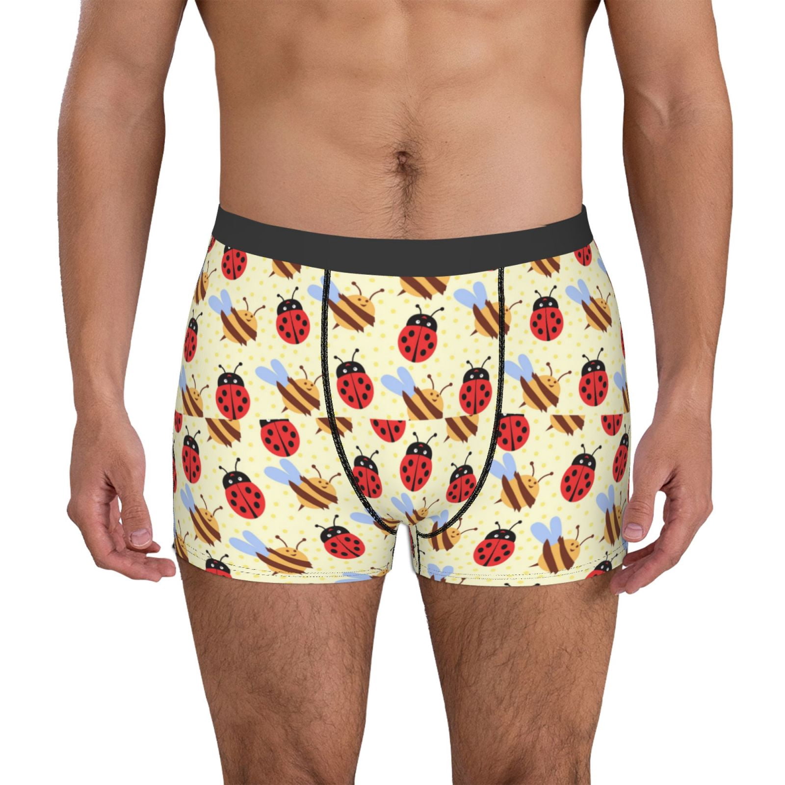 Honeii Ladybug And Bee Print Mens Boxer Briefs Breathable,Boxer Brief for Men, Moisture-Wicking ...