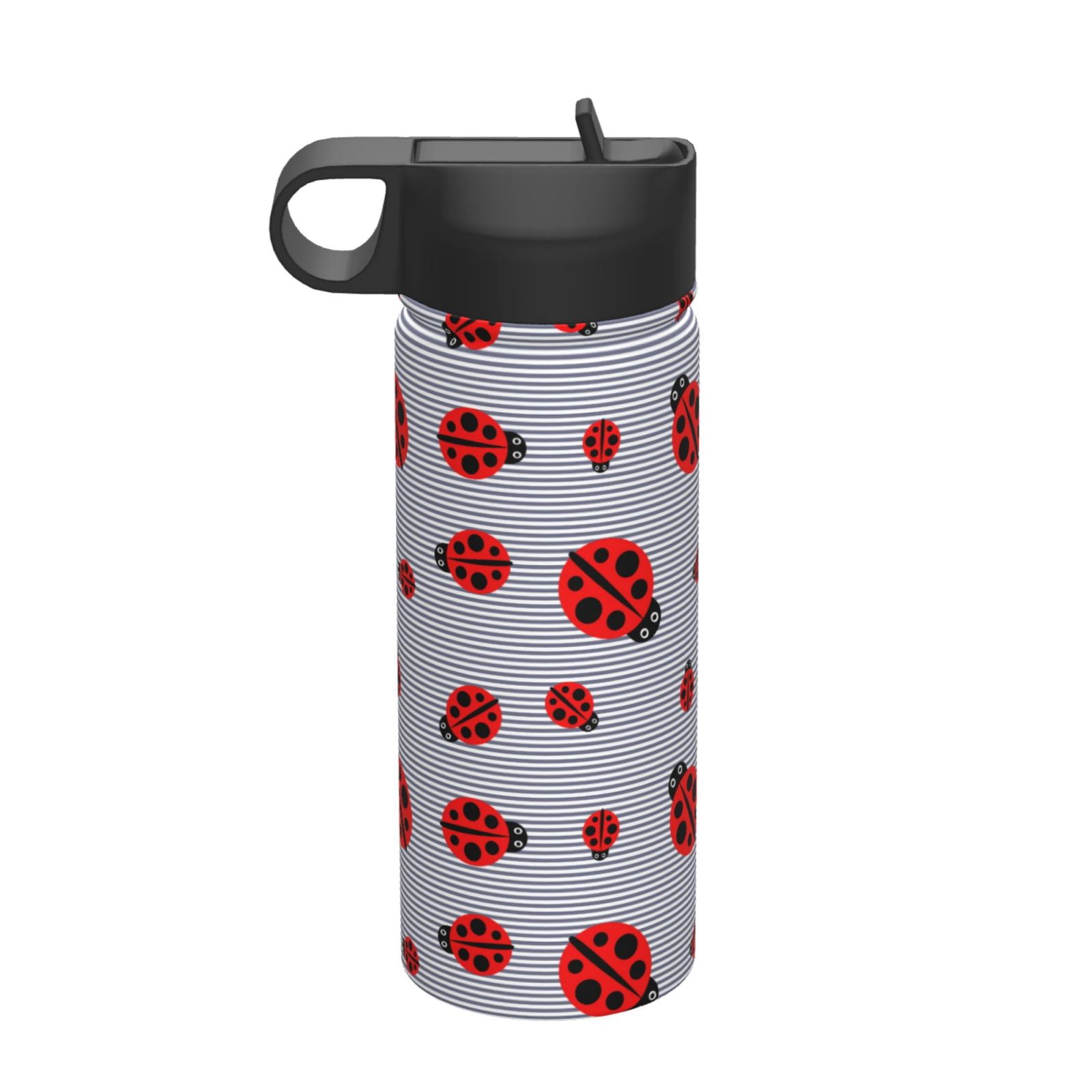 Honeii Ladybug Print 18 oz Insulated Water Bottle with Straw Lid ...