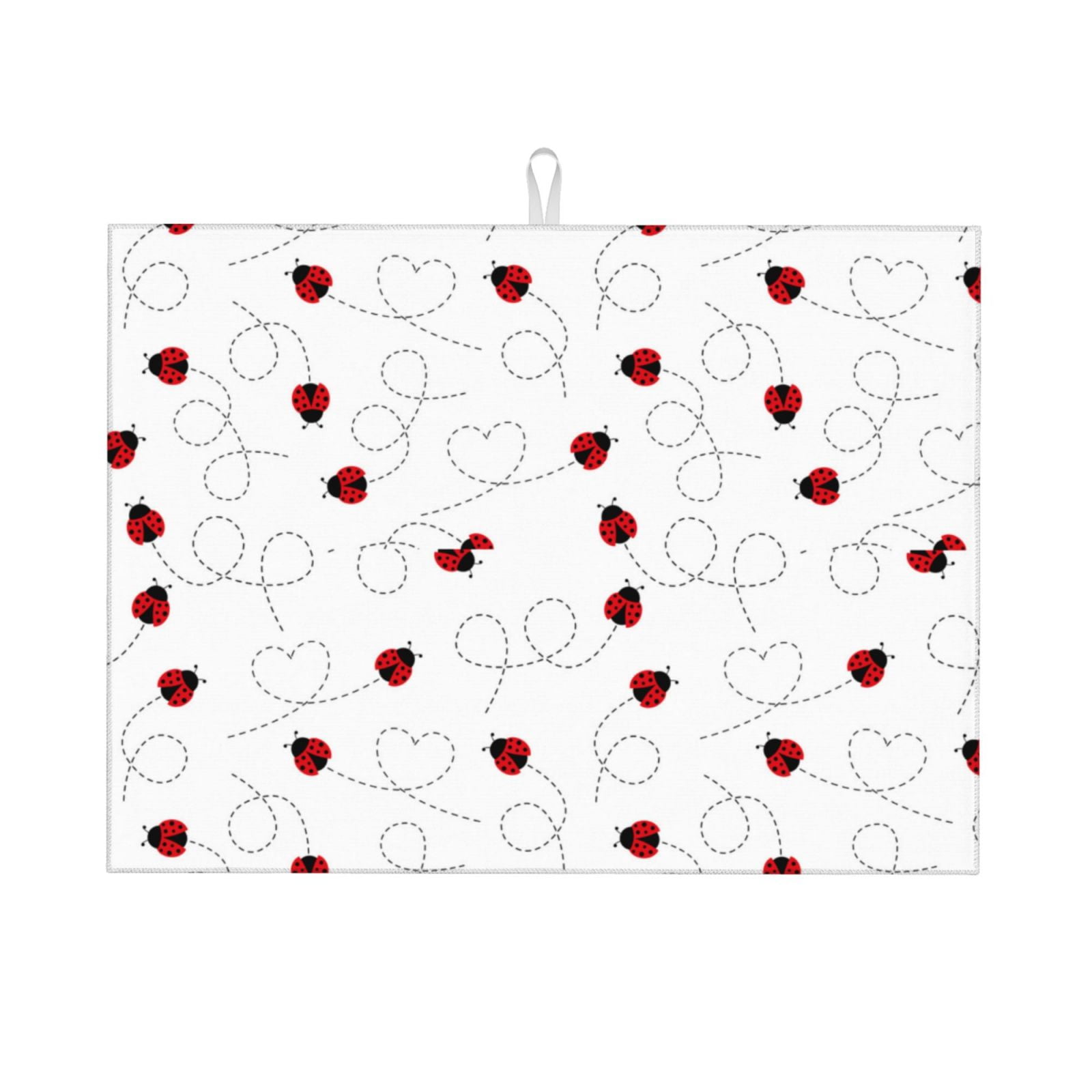 Honeii Ladybugs Flying On Dotted Route Print Kitchen Drying Mat Coffee ...