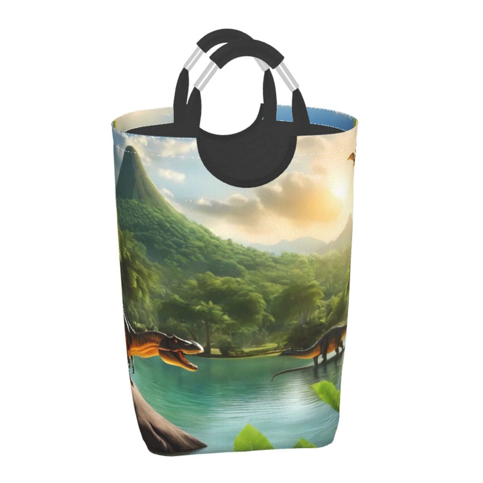 Honeii Lake Forest Dinosaur Print Laundry Hamper Collapsible Laundry ...