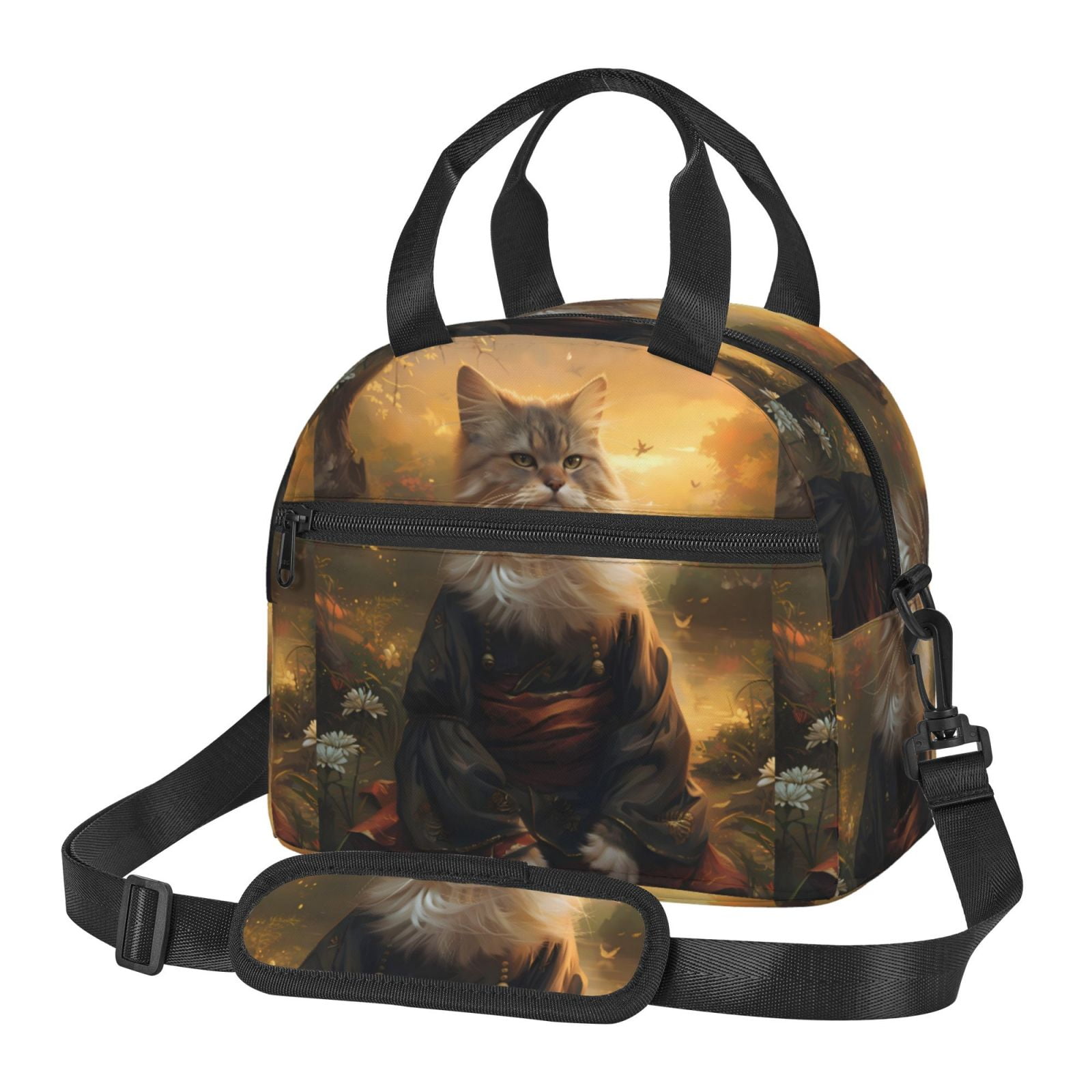 Honeii Lakeside Flower Field Cat for Insulated Lunch Box, Lunch Bag ...