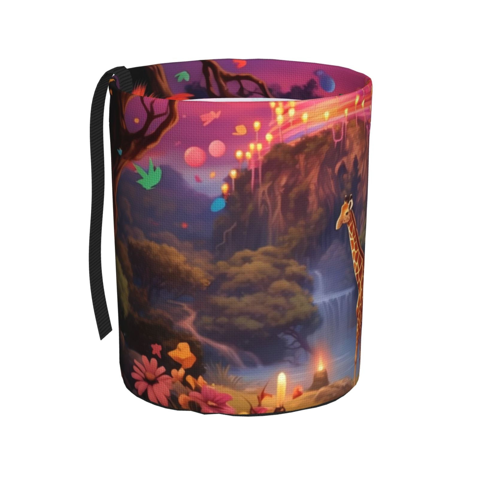 Honeii Lantern Giraffes Magical Forest Print Waterproof Car Trash Can ...