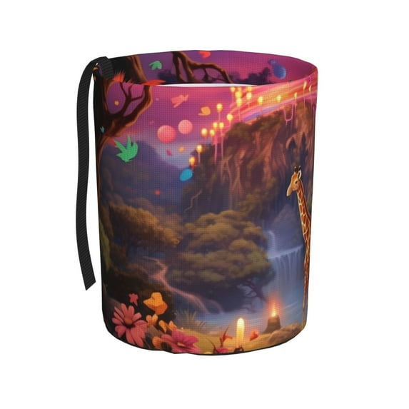 Honeii Lantern Giraffes Magical Forest Print Waterproof Car Trash Can ...