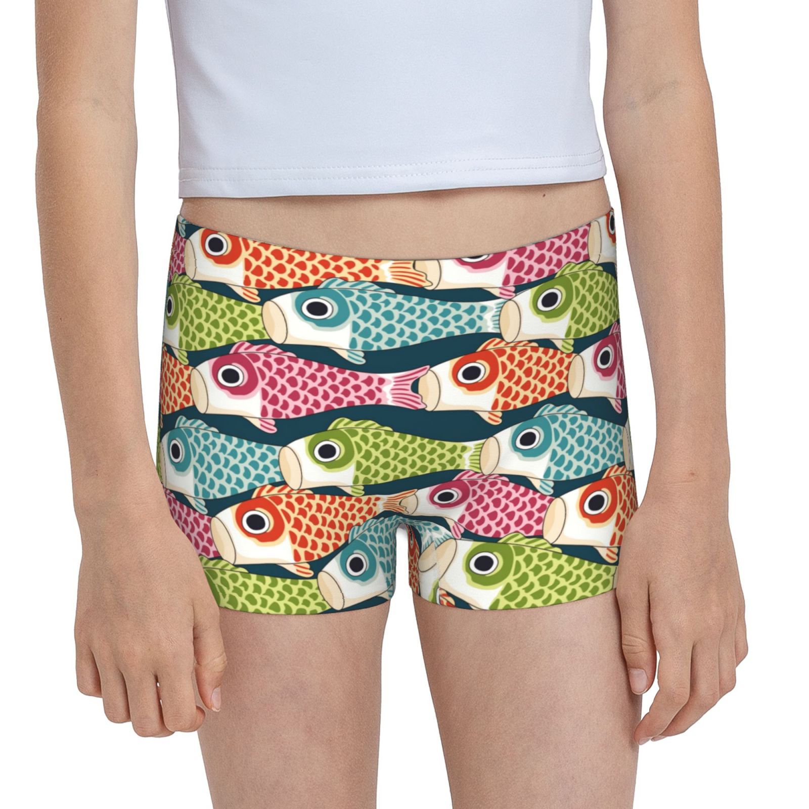 Honeii Lantern Koi Fish Print 100% Cotton Boxer Briefs, Girls' Panties ...