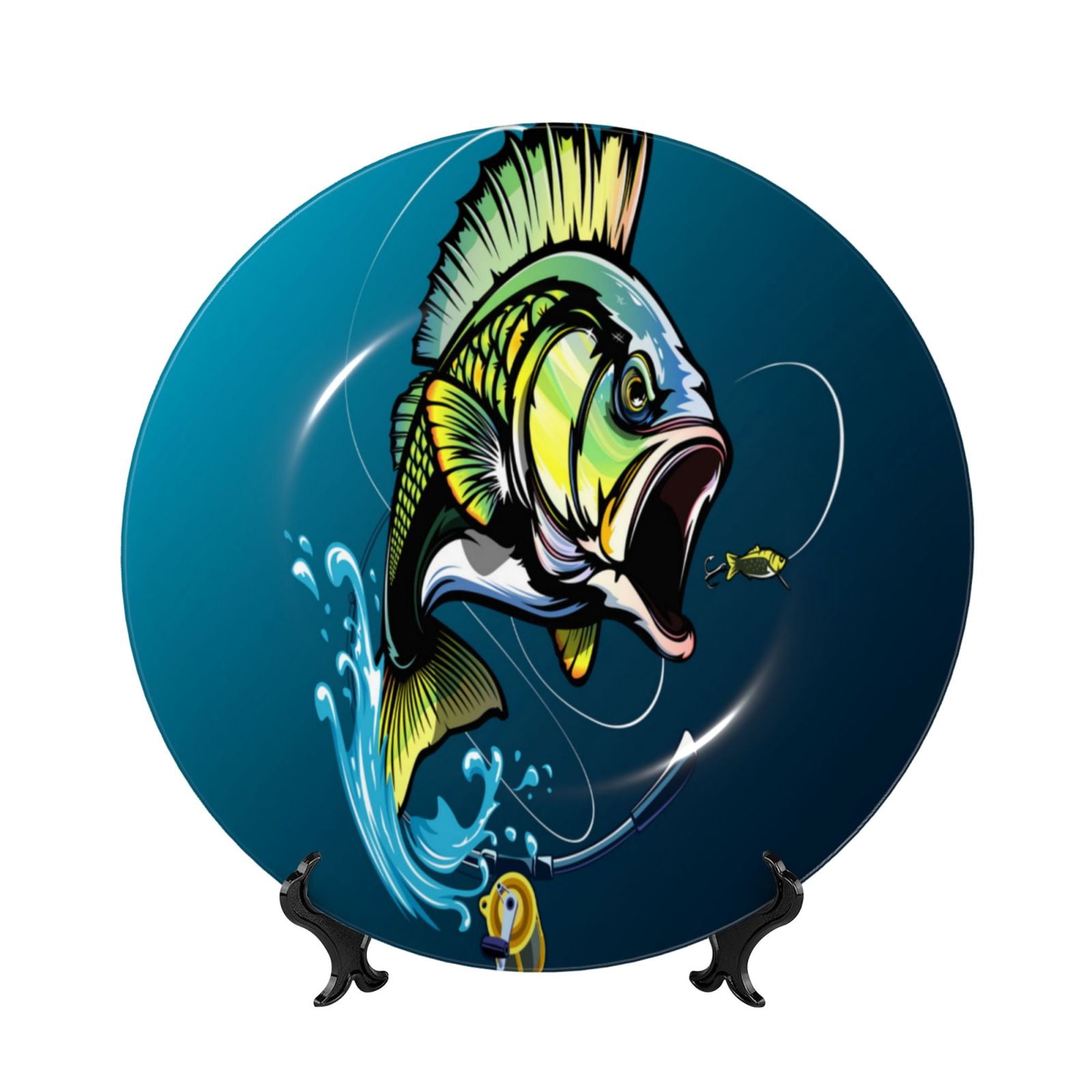 Honeii Largemouth Bass Fish Print Elegant Bone China Decorative Plate ...