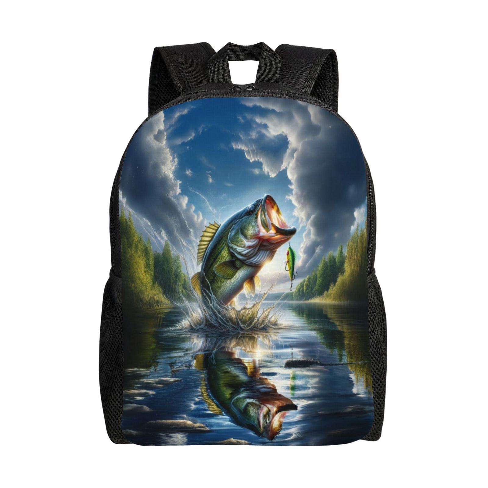 Honeii Largemouth Bass Jumping Out of The Water Print Laptop Backpack ...