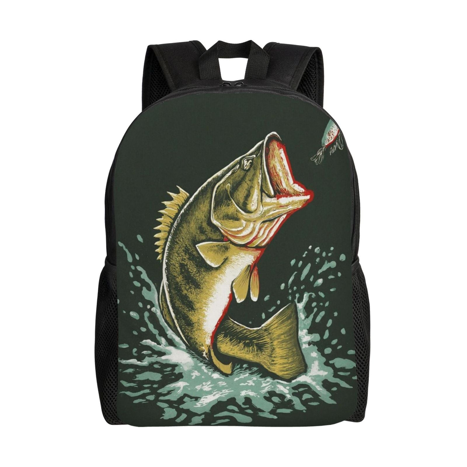 Honeii Largemouth Bass jumps out of water Print Laptop Backpack for ...