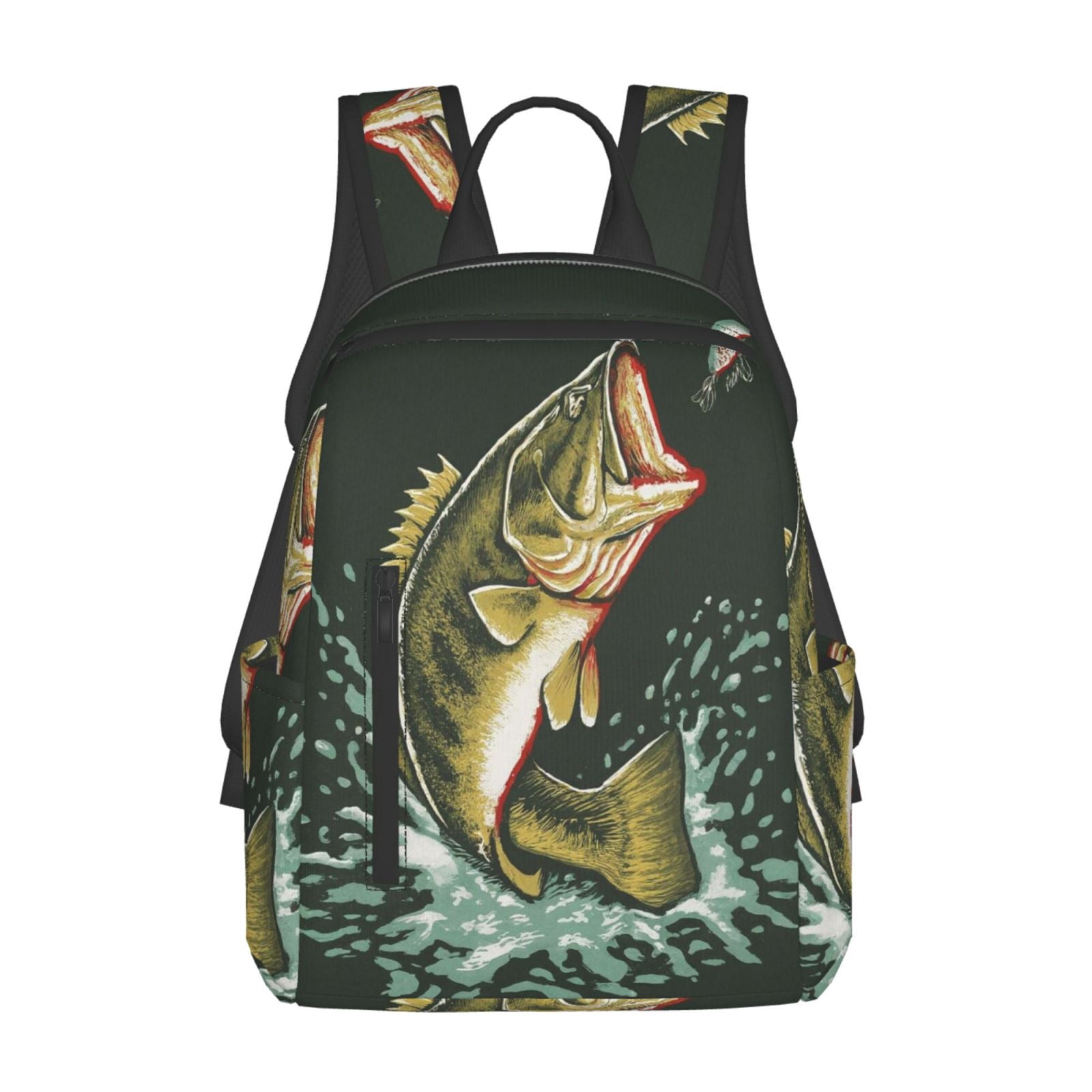 Honeii Largemouth Bass jumps out of water Print Lightweight Backpacks ...