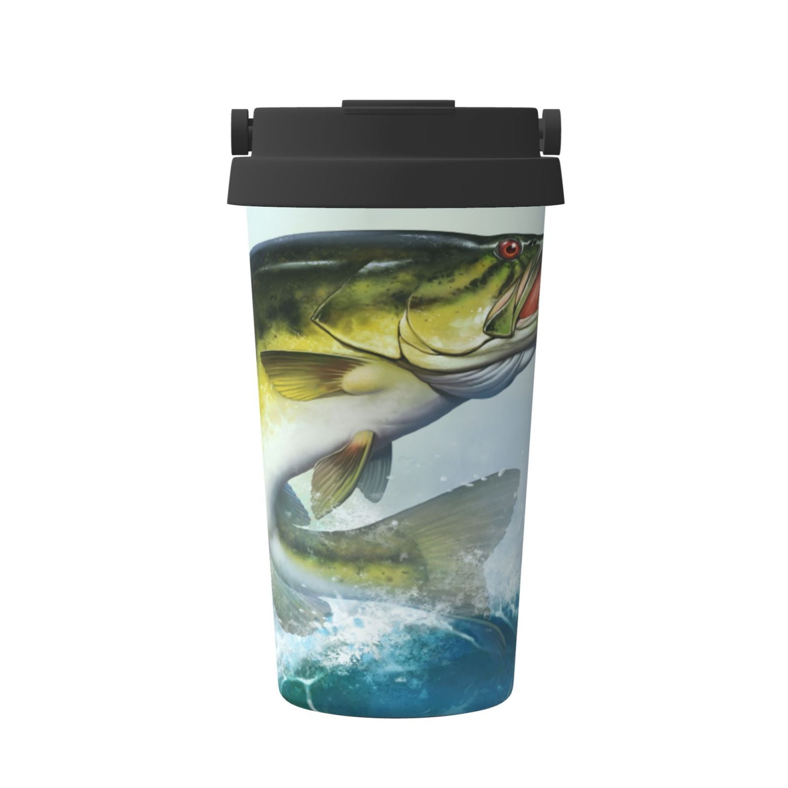 Honeii Largemouth Bass jumps out of water Print Travel Coffee Mug ...