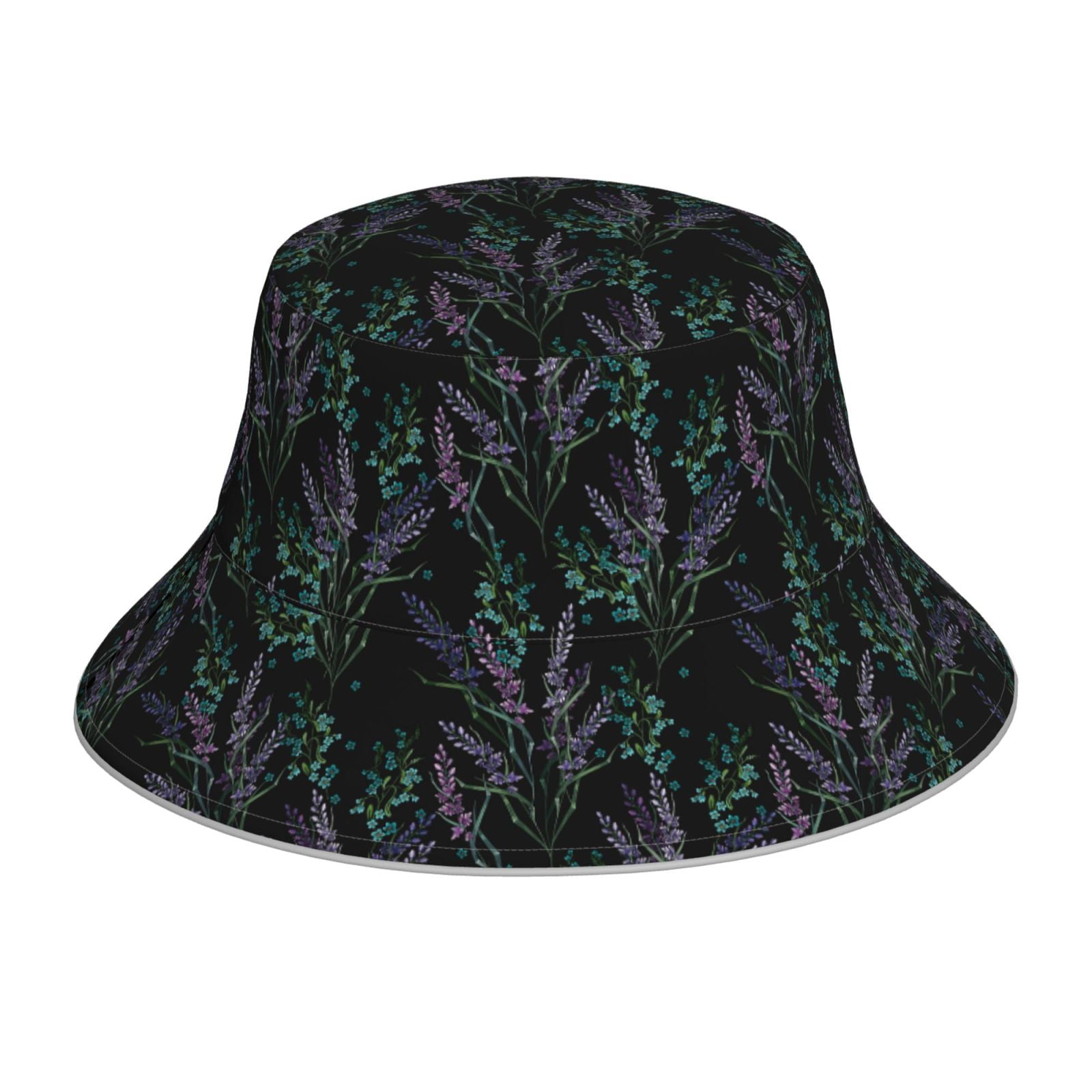 Honeii Lavender Flowers for Unisex Bucket Hat Waterproof Rain Hat Reversible Shiny Rave Bucket ...