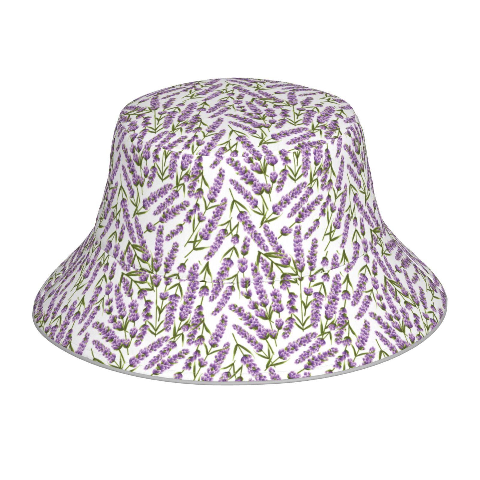 Honeii Lavender Flowers for Unisex Bucket Hat Waterproof Rain Hat Reversible Shiny Rave Bucket ...