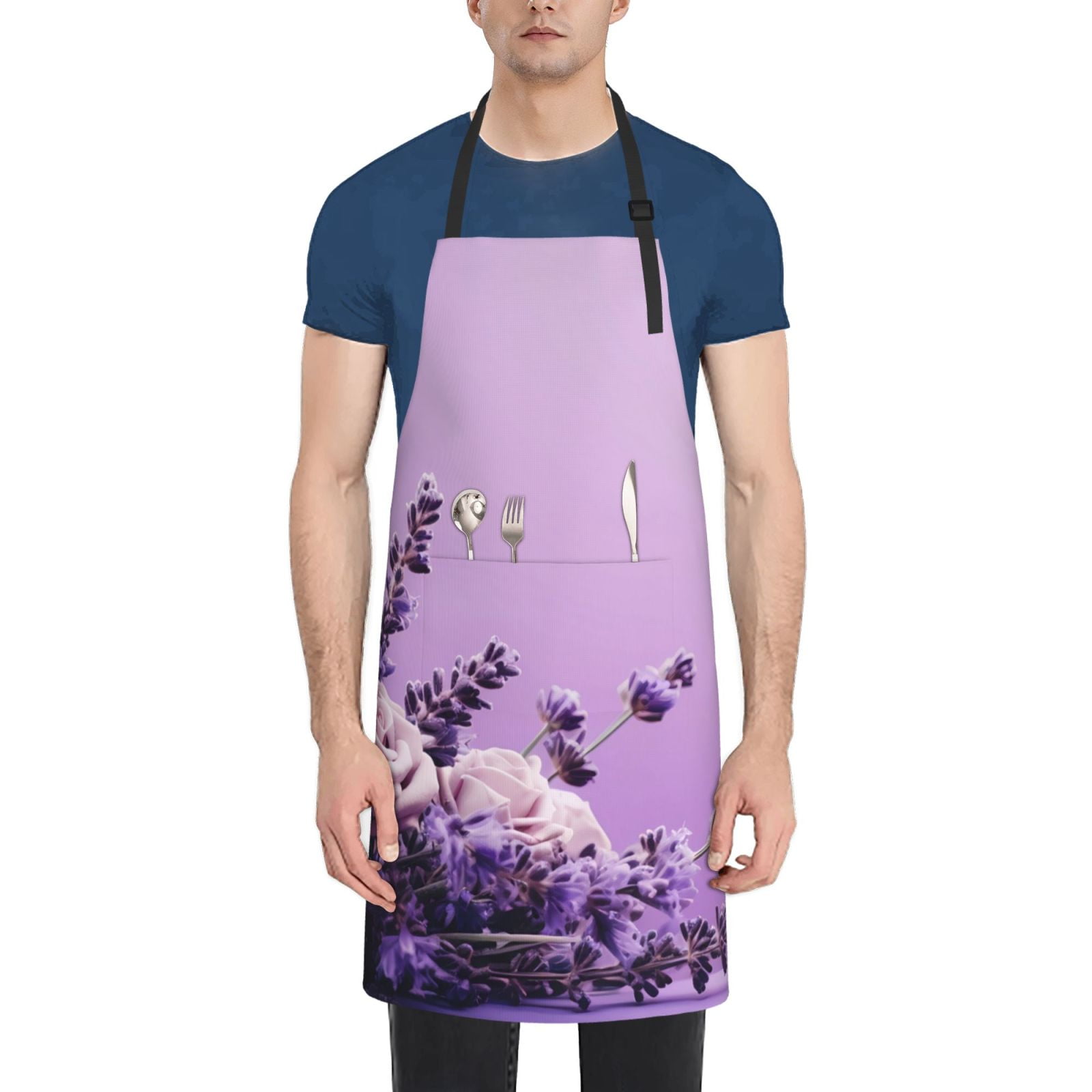 Honeii Lavender Roses Arrangement Print Waterproof Apron, Adjustable ...