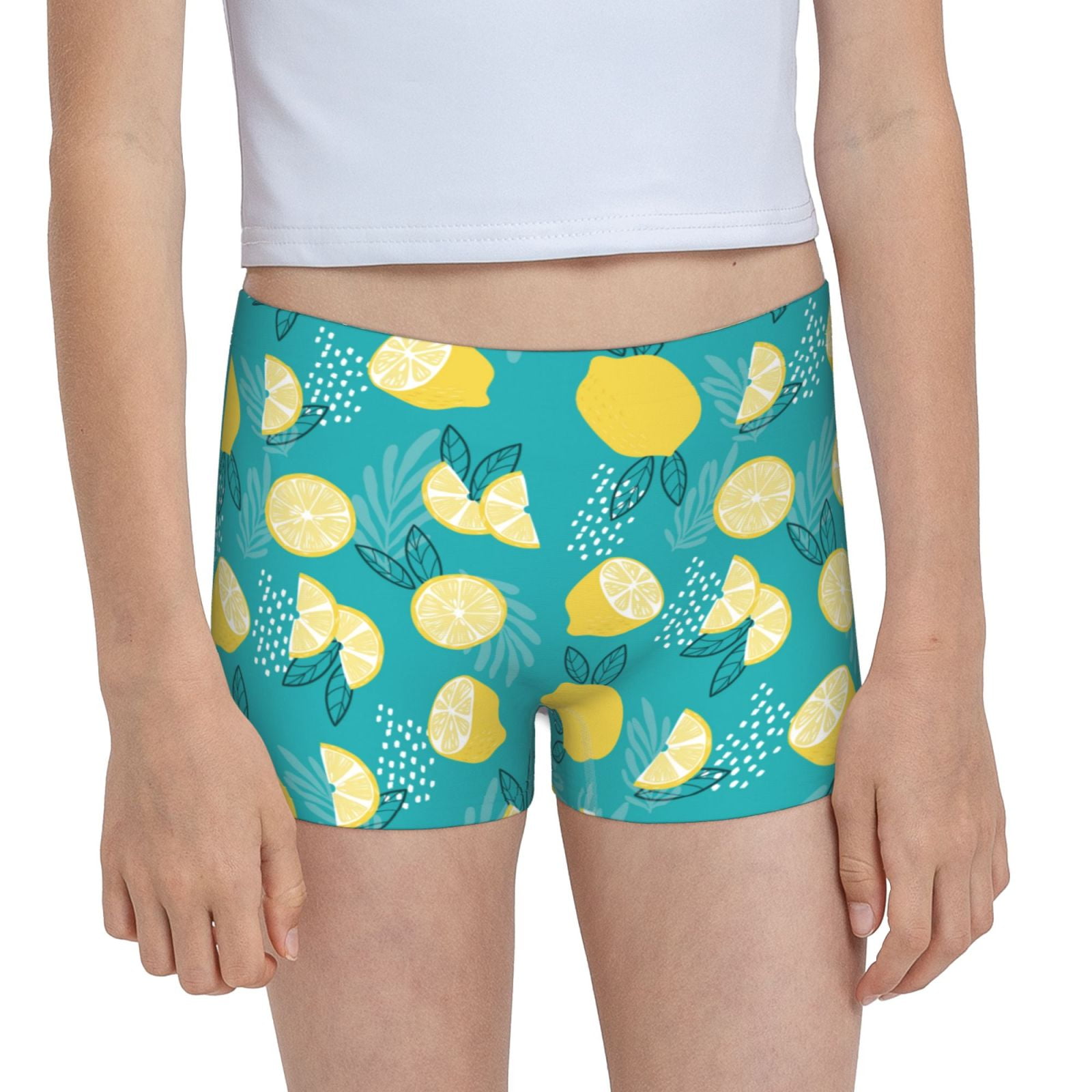 Honeii Lemon Blue Print 100% Cotton Boxer Briefs, Girls' Panties,Girls ...