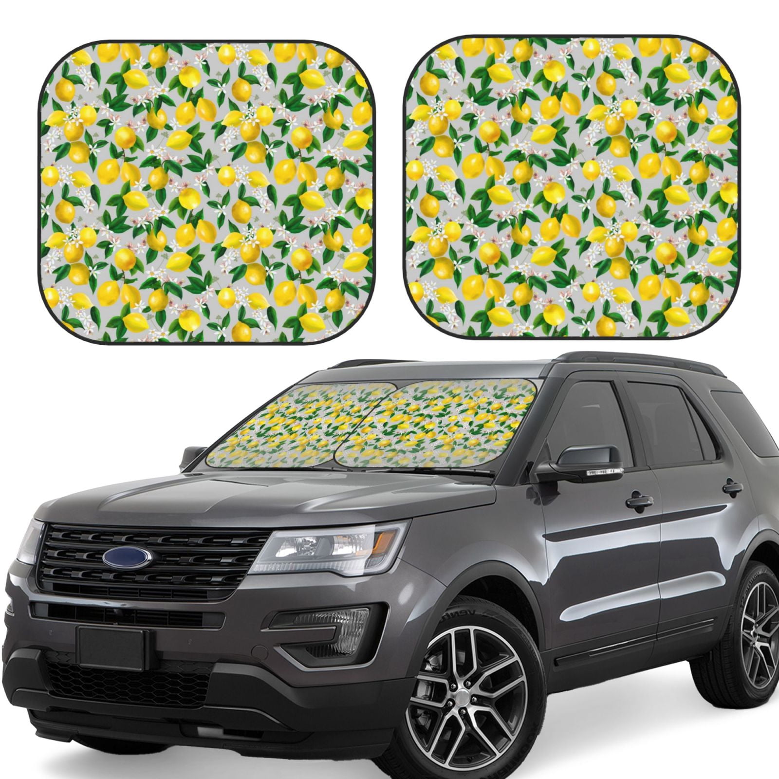 Honeii Lemon1 Print Foldable Car Sun Shade for Windshield, 2-Piece UV ...