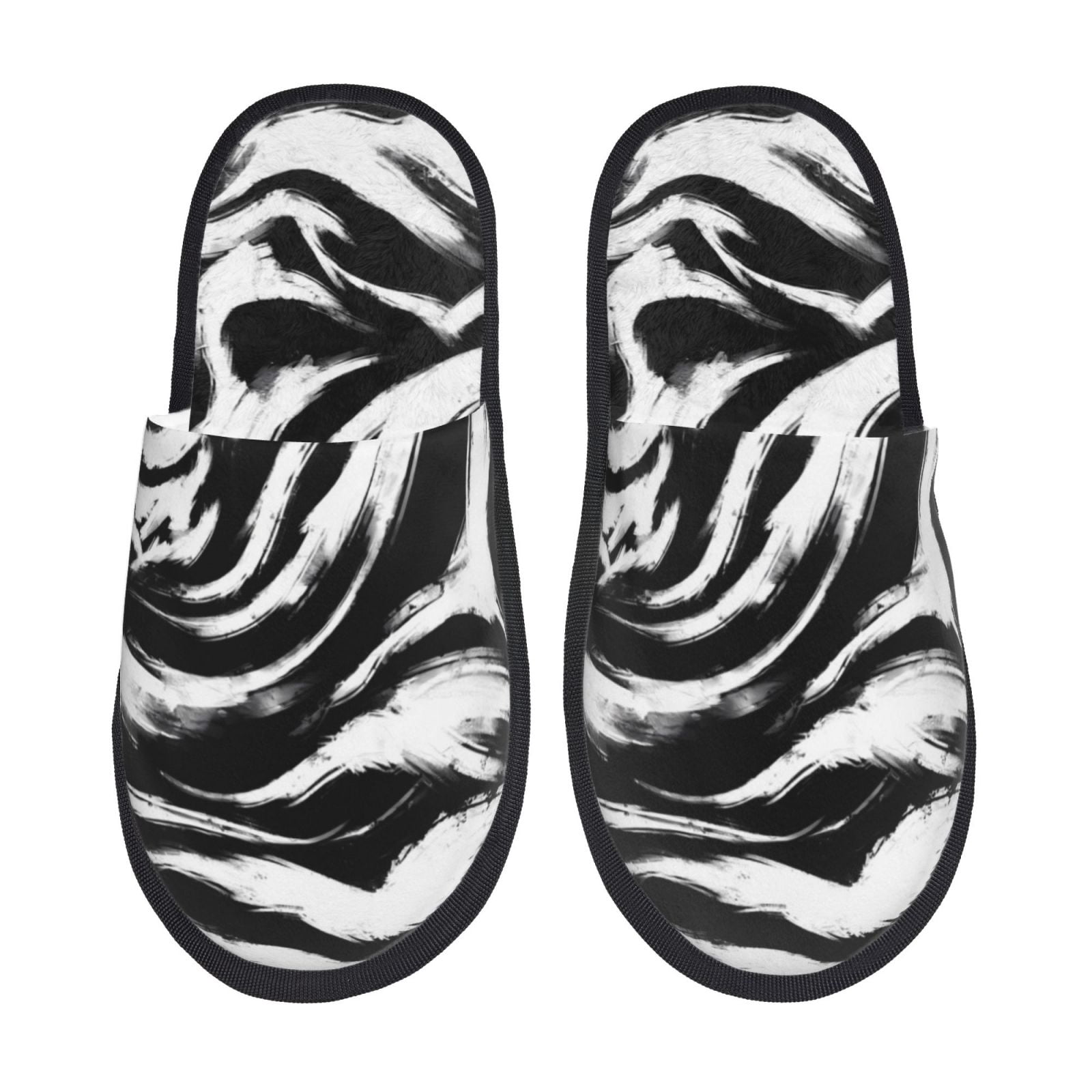 Honeii Leopard And Zebra 2 Print Furry Slippers Bedroom Slippers for ...