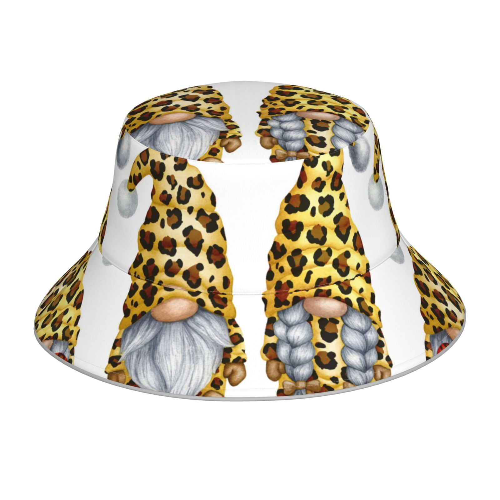 Honeii Leopard Gnomes for Unisex Bucket Hat Waterproof Rain Hat Reversible Shiny Rave Bucket Hat ...