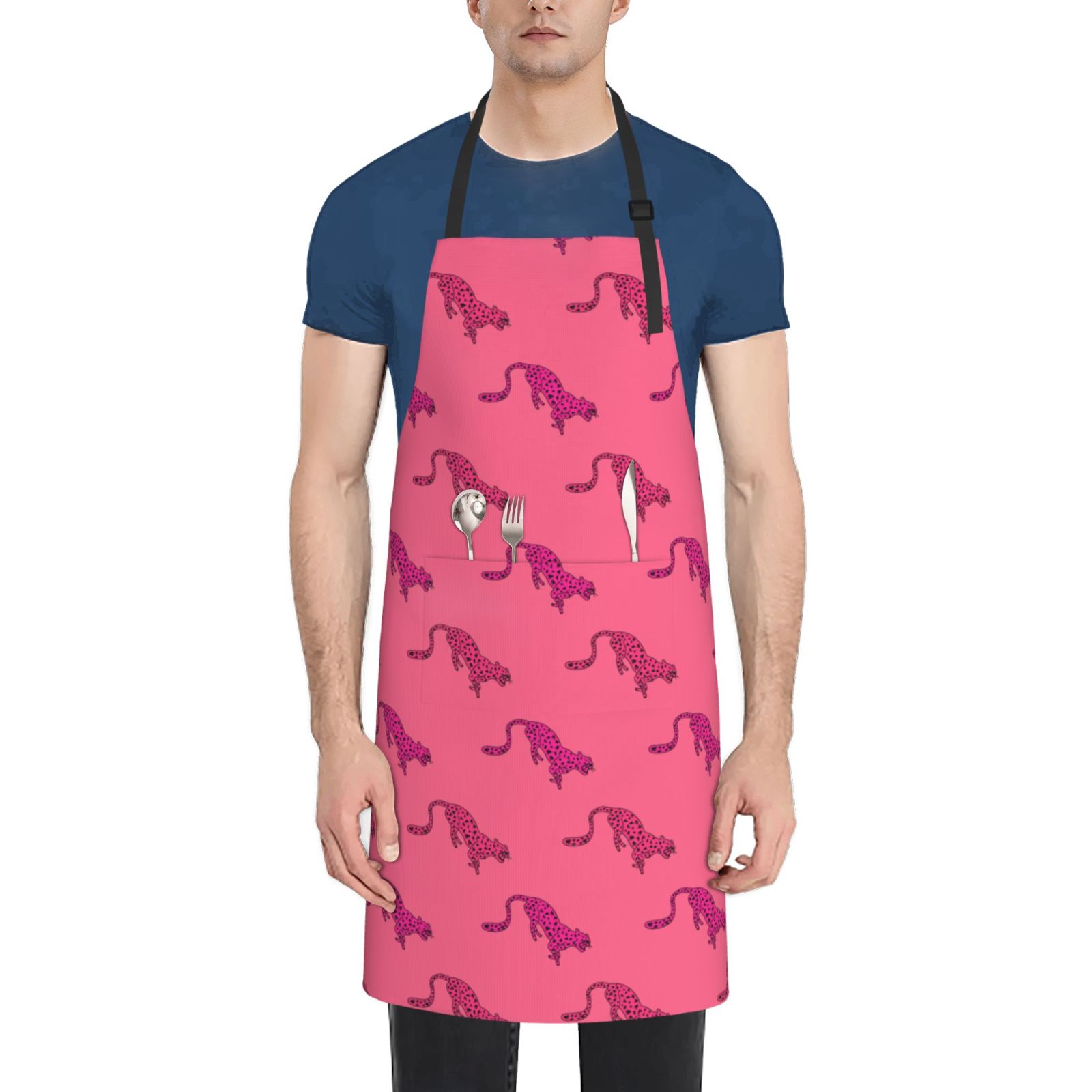 Honeii Leopard Print Print Waterproof Apron, Adjustable Kitchen Apron ...
