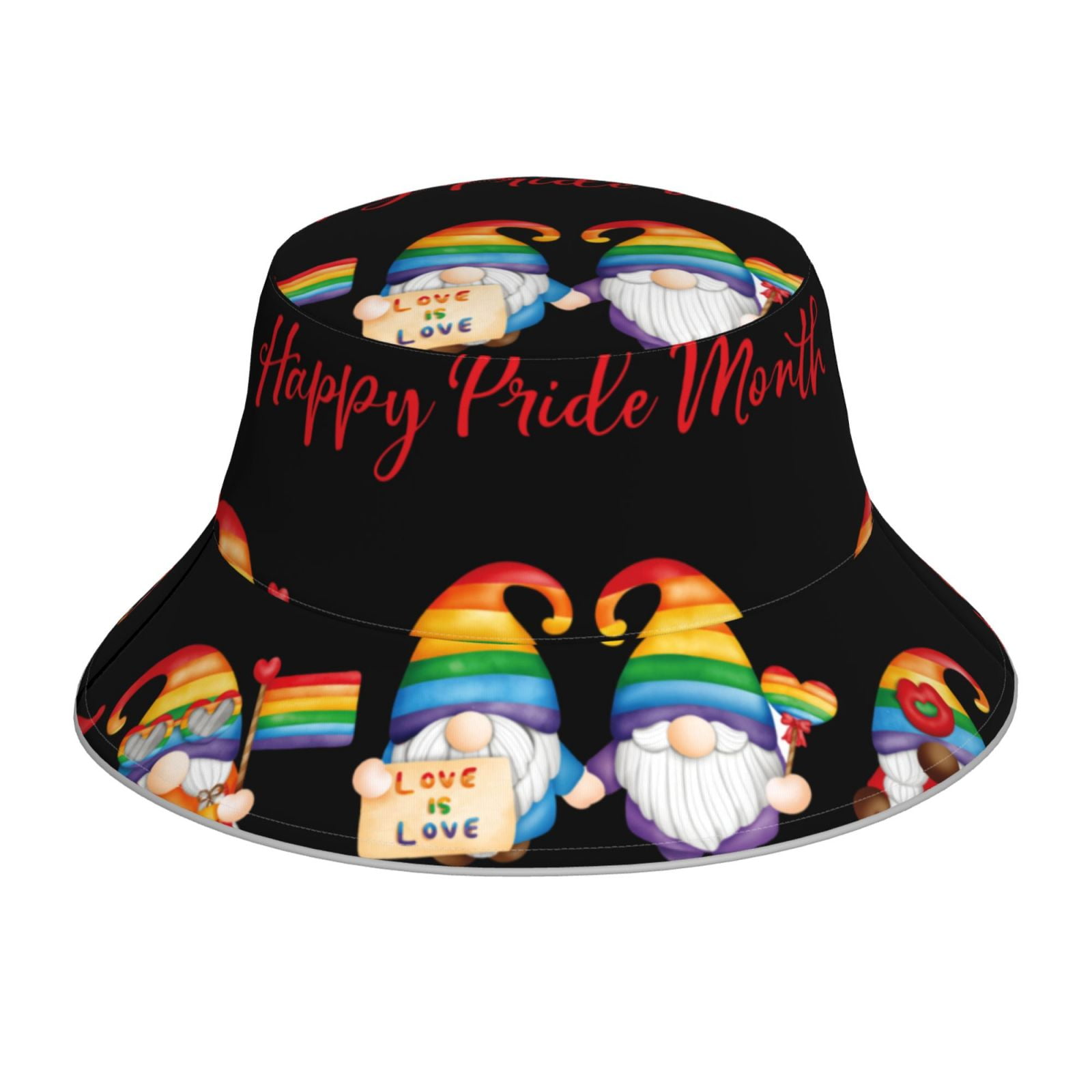 Honeii Lgbt Gnome for Unisex Bucket Hat Waterproof Rain Hat Reversible Shiny Rave Bucket Hat for ...