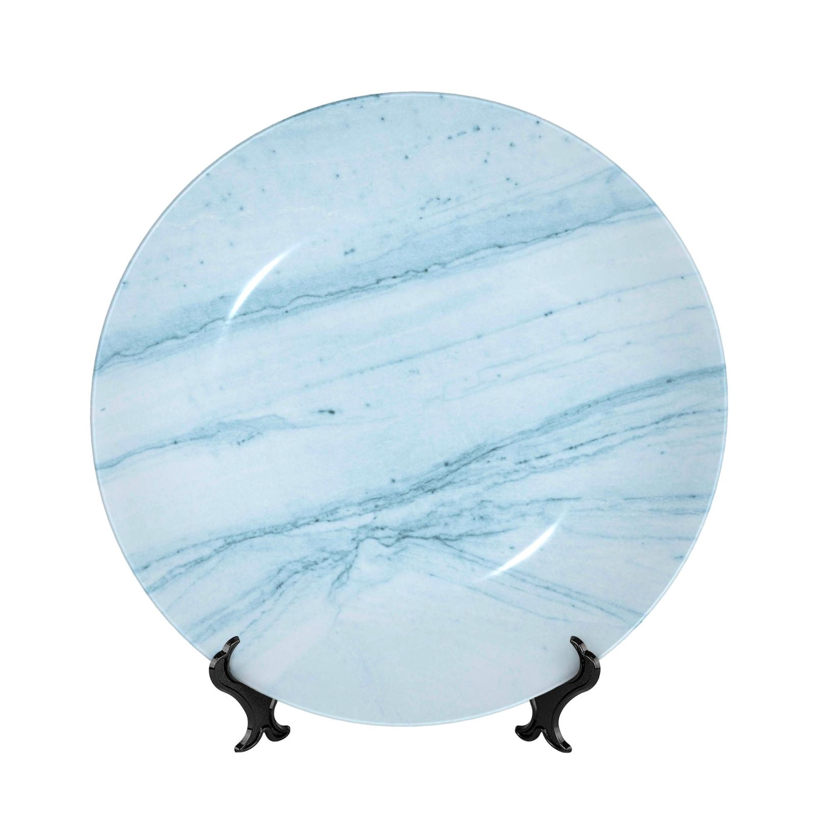 Honeii Light Blue Marble Print Elegant Bone China Decorative Plate ...