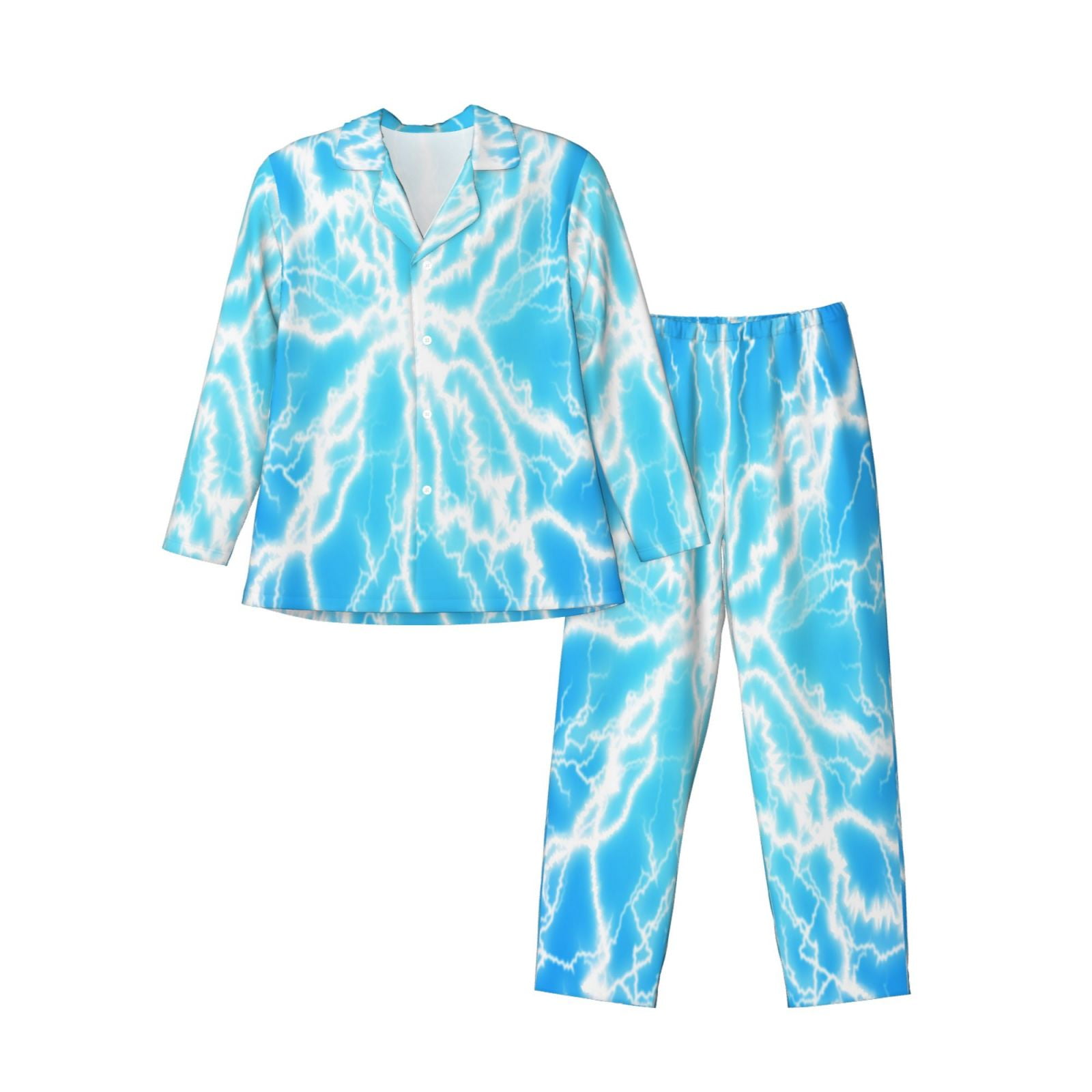 Honeii Light blue flash Pattern Mens Pajamas Set,2pcs Men's Lounge Long ...