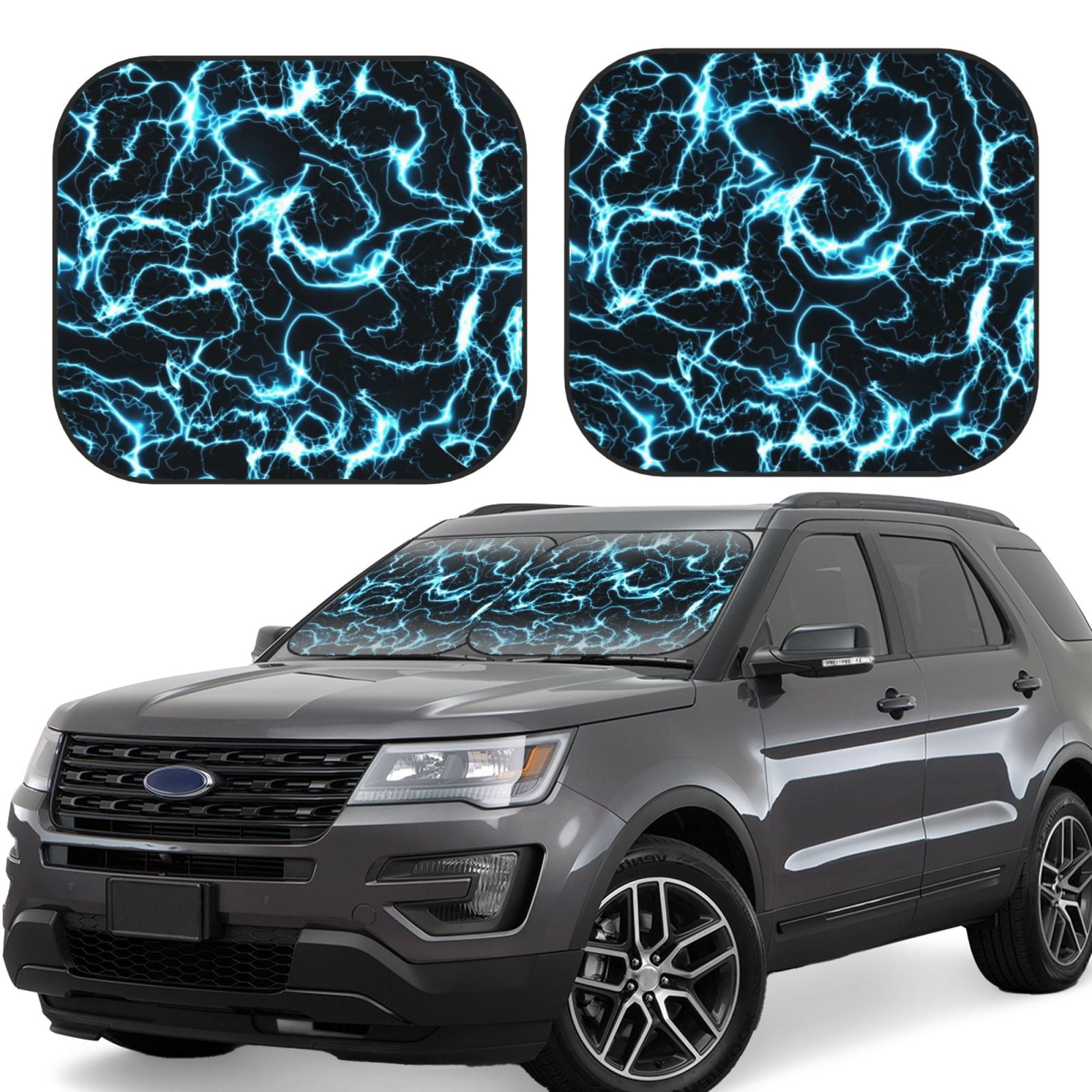 Honeii Lightning Print Foldable Car Sun Shade for Windshield, 2-Piece ...