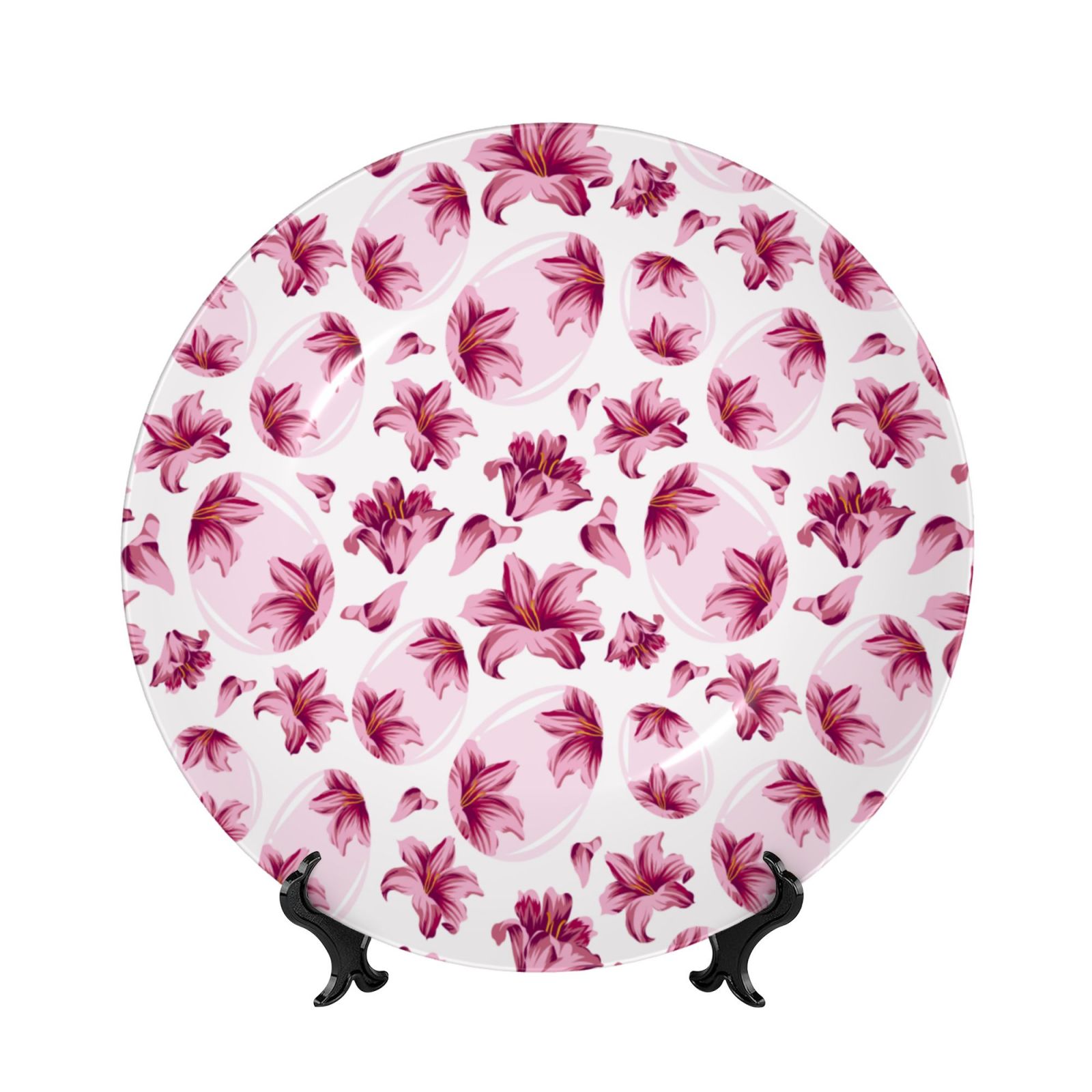Honeii Lilies Flowers Print Elegant Bone China Decorative Plate ...