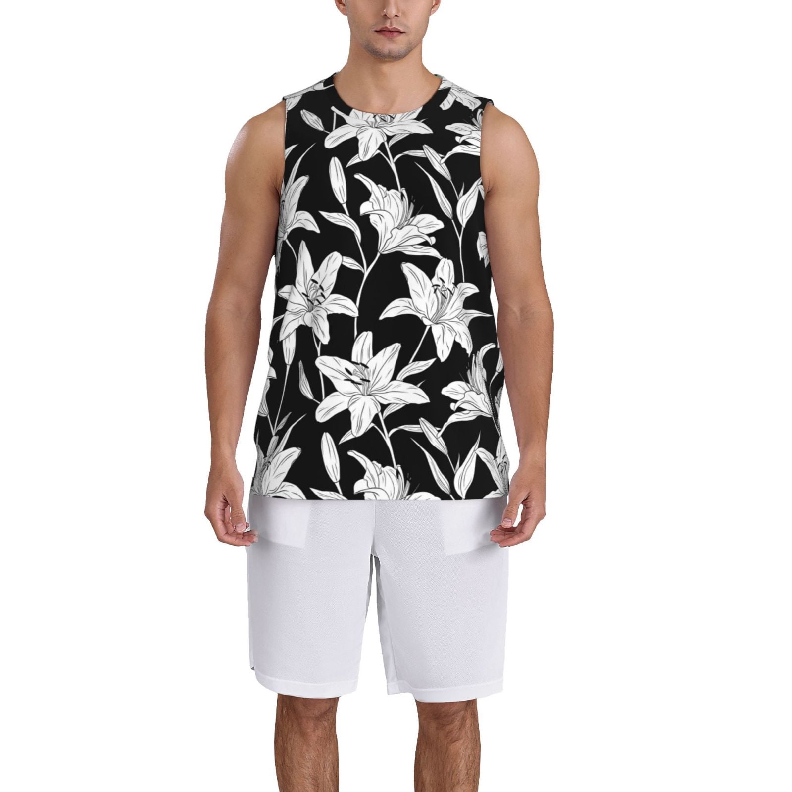 Honeii Lilies Flowers print basktball shirt for men and women, Unisex ...