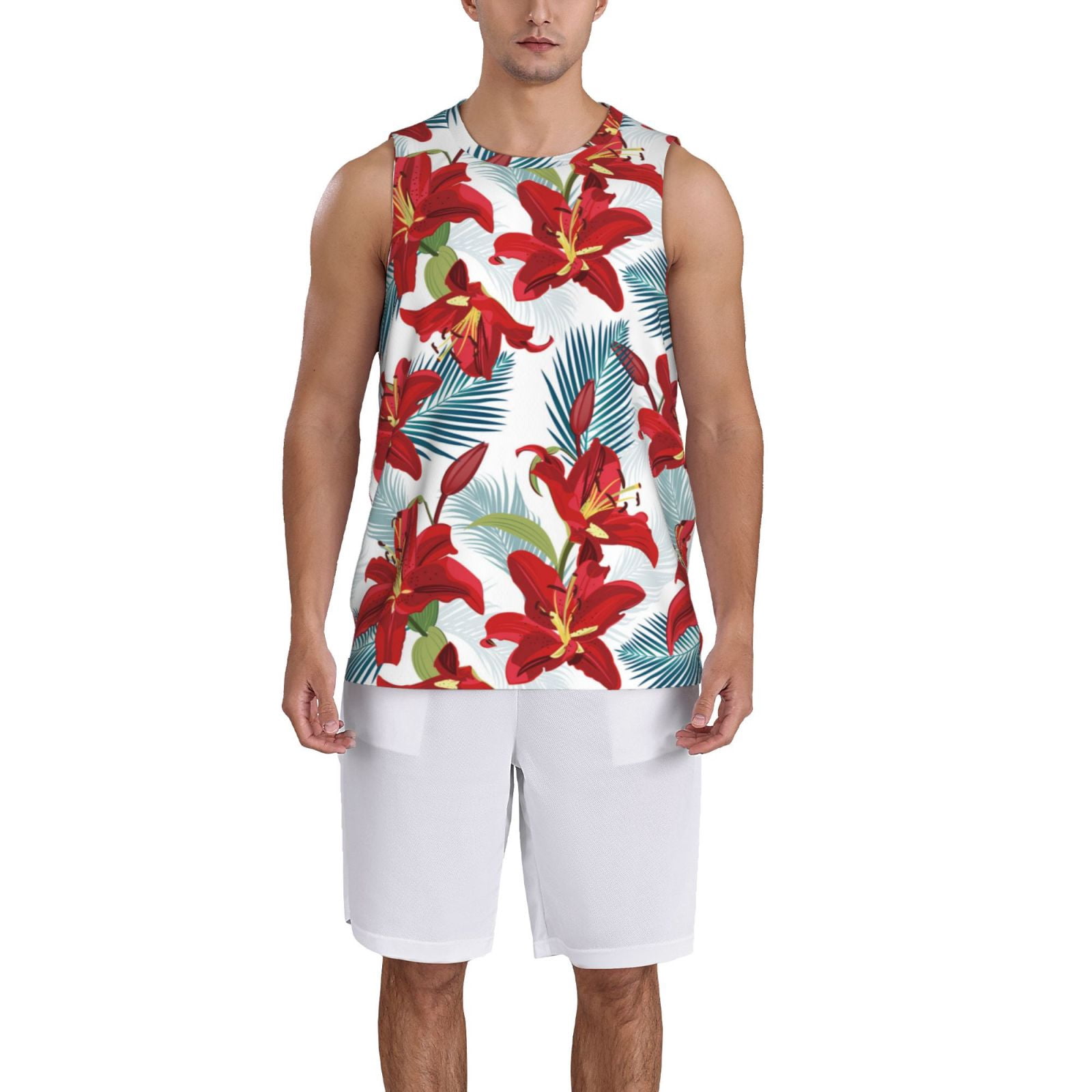 Honeii Lilies Flowers print basktball shirt for men and women, Unisex ...