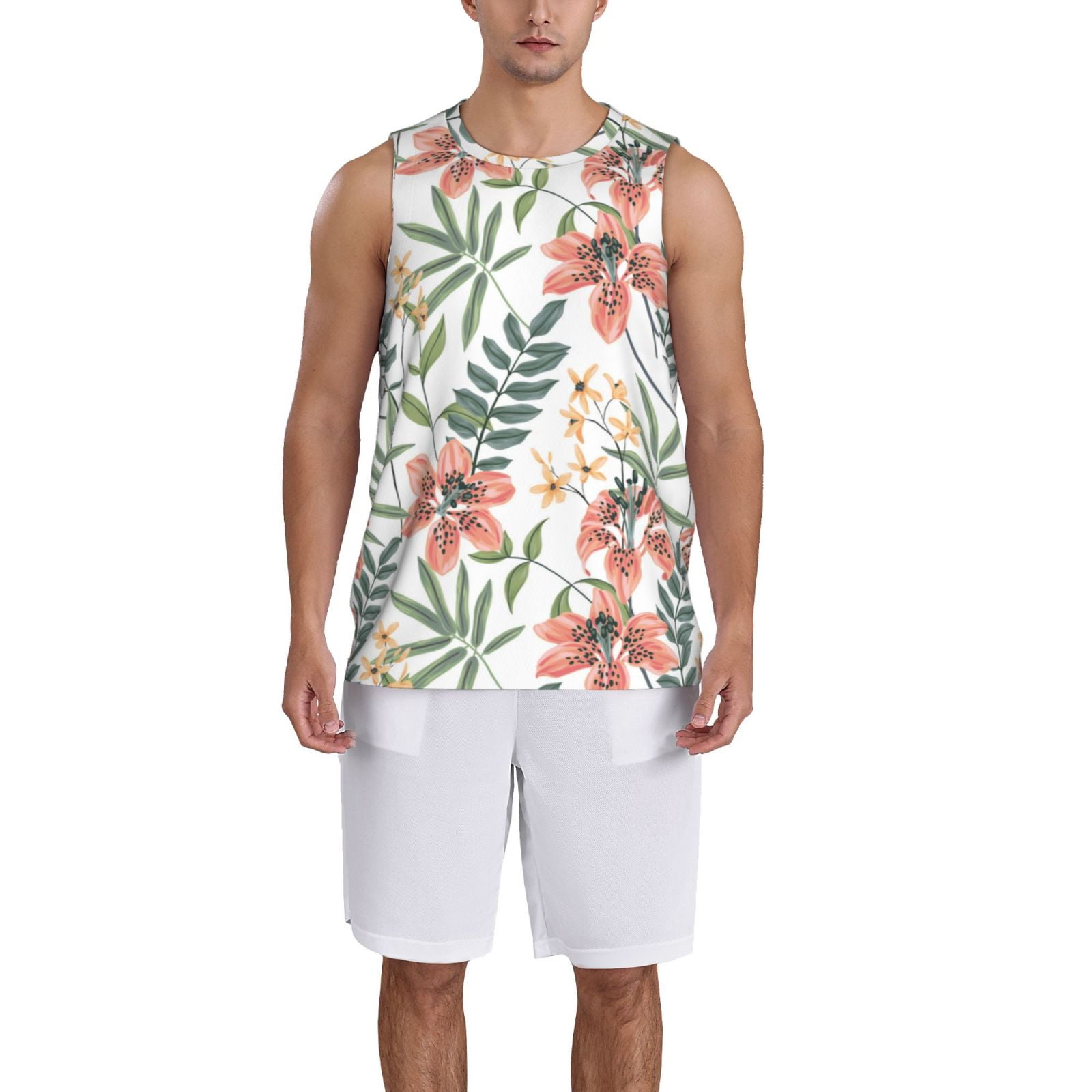 Honeii Lilies Flowers print basktball shirt for men and women, Unisex ...