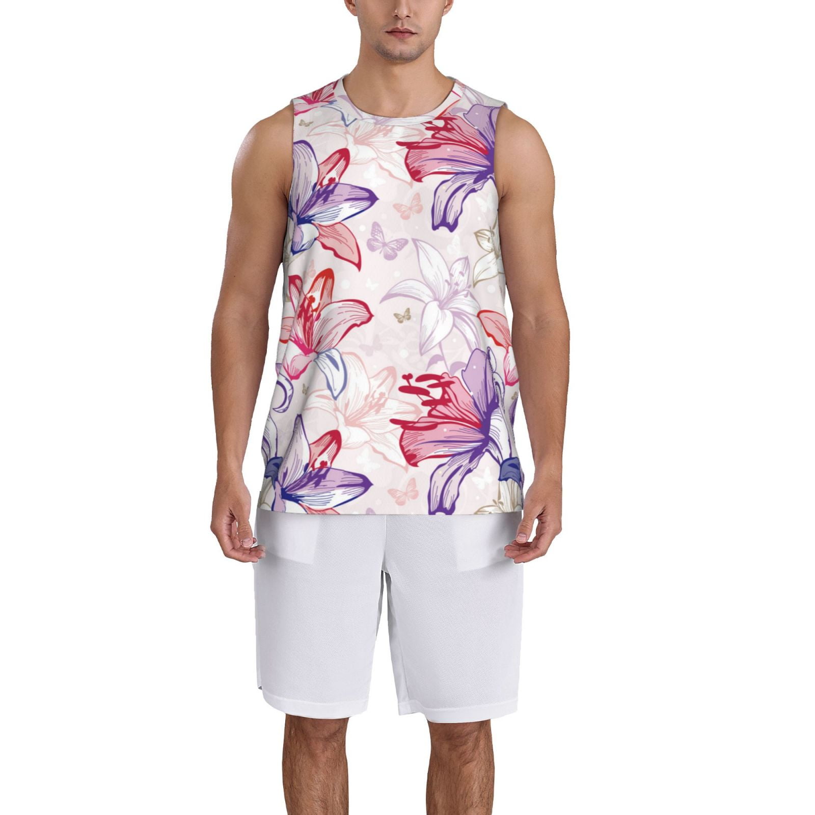 Honeii Lilies Flowers print basktball shirt for men and women, Unisex ...