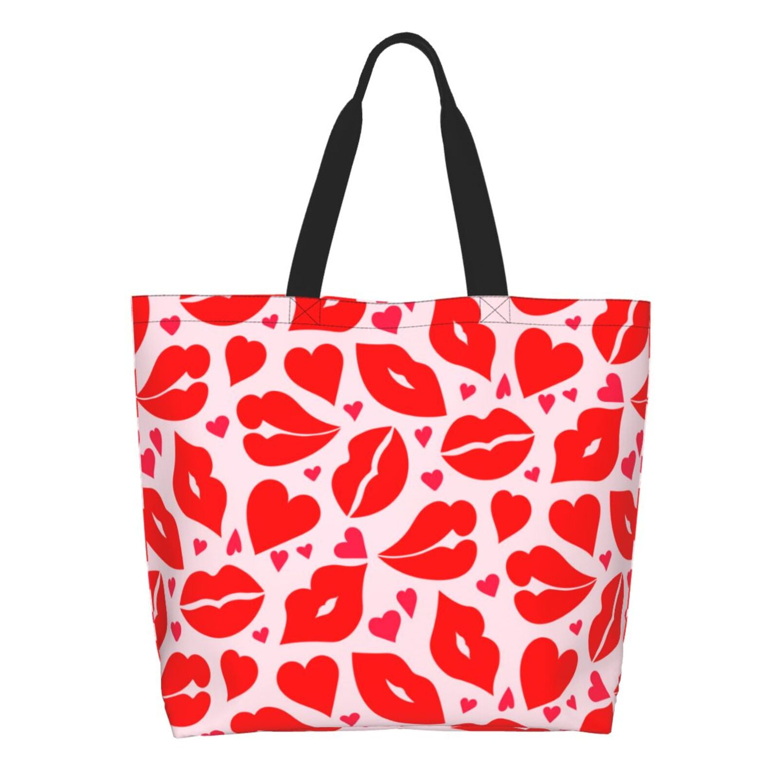 Honeii Lips Kiss Print Tote Bag for Women, Foldable Tote Bag Large ...