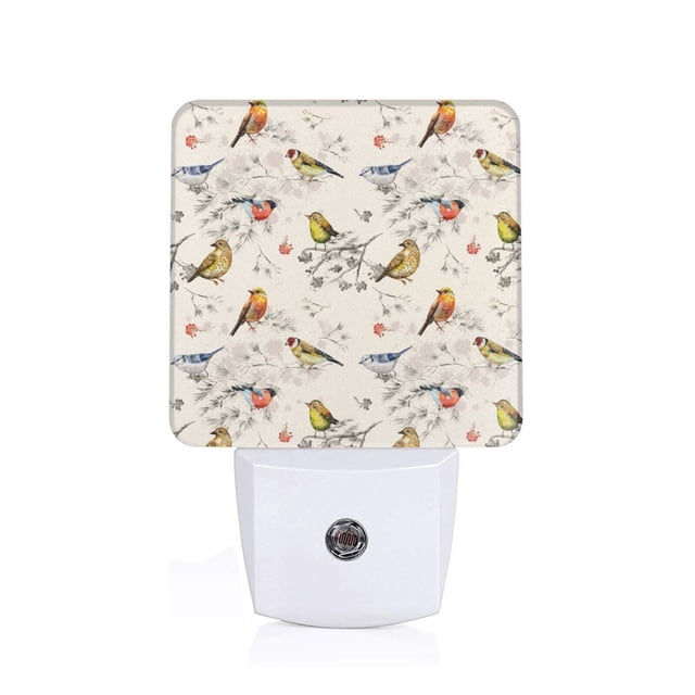 Honeii Little Birds Print LED Night Light with Light Sensor, Night ...