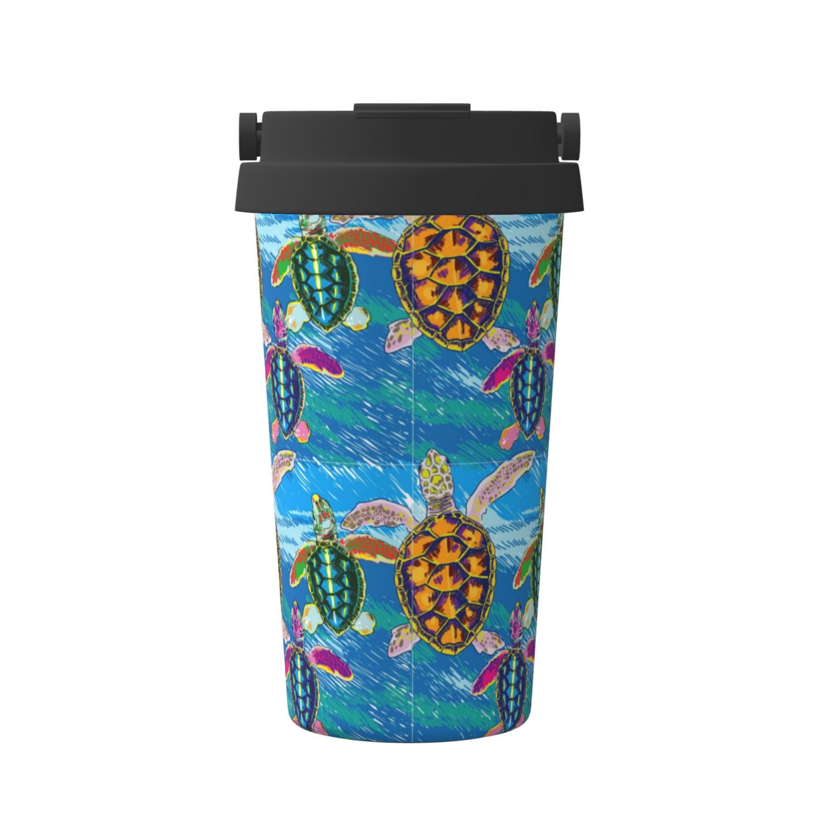 Honeii Little Sea Turtles Print Travel Coffee Mug Insulated Coffee Cup ...