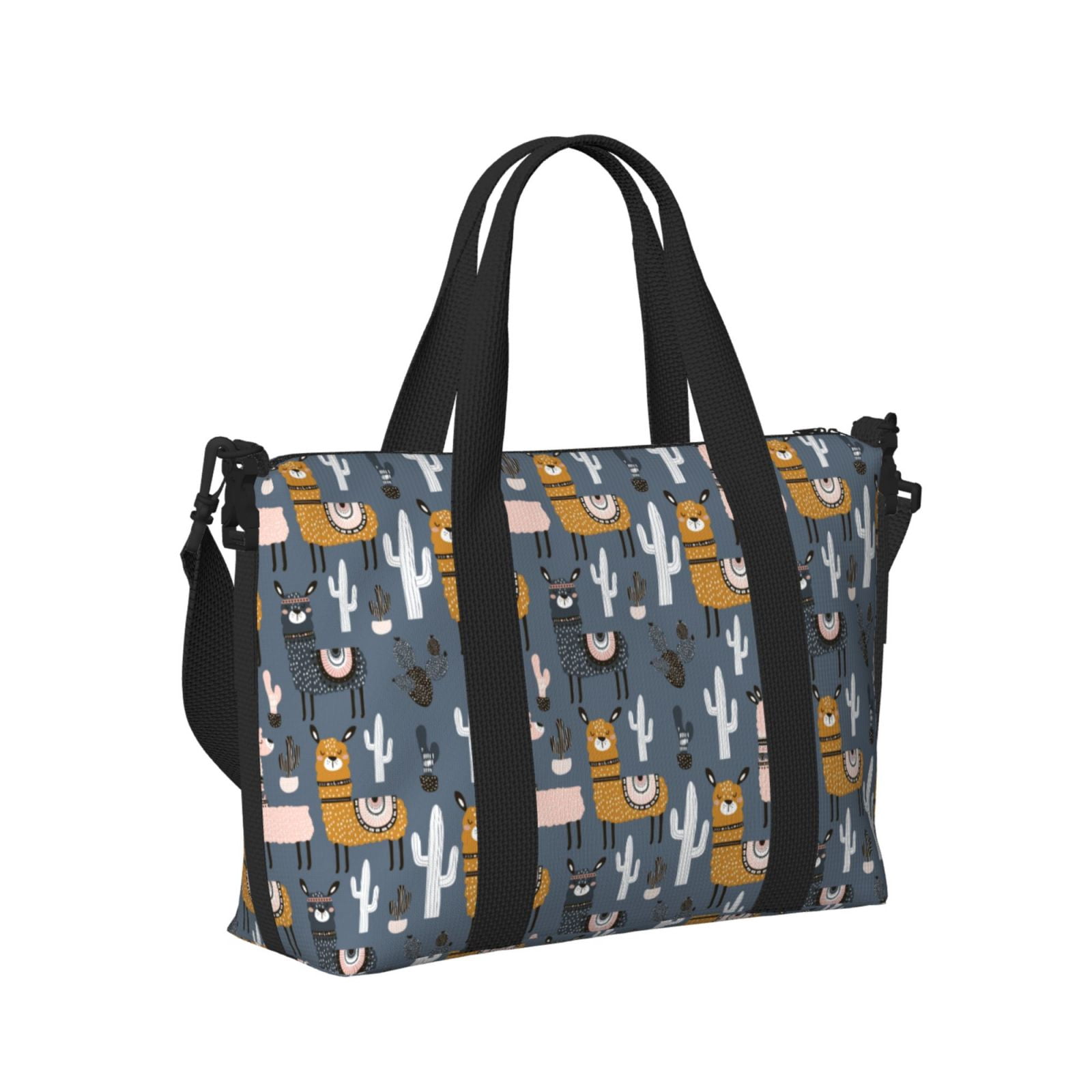 Honeii Llama and Cactus Print Hand Travel Bag,Travel Duffle Bag ...