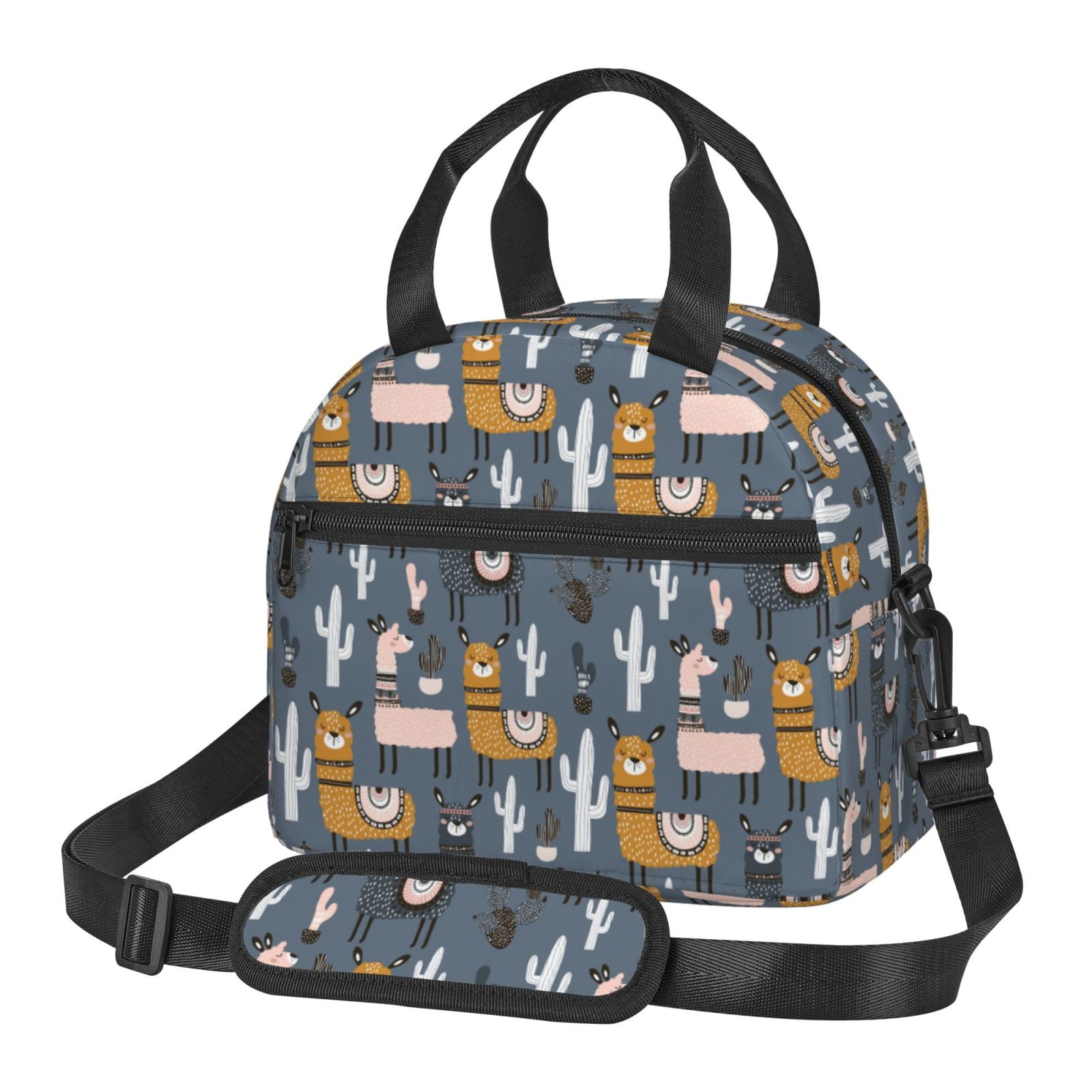 Honeii Llama and Cactus Print Lunch Box,Insulated Lunch Bag,Lunch Tote ...