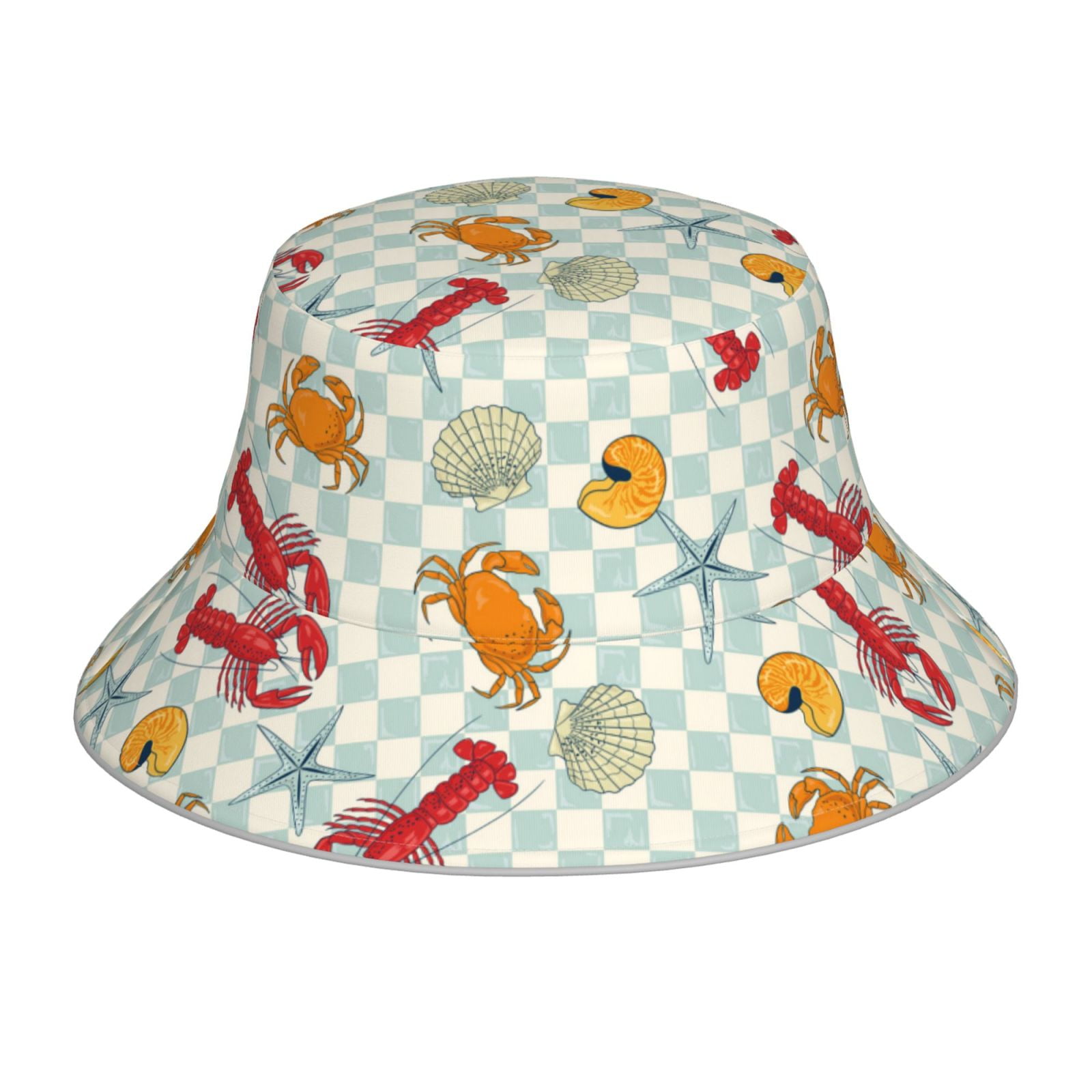 Honeii Lobster Sea Shell for Unisex Bucket Hat Waterproof Rain Hat ...