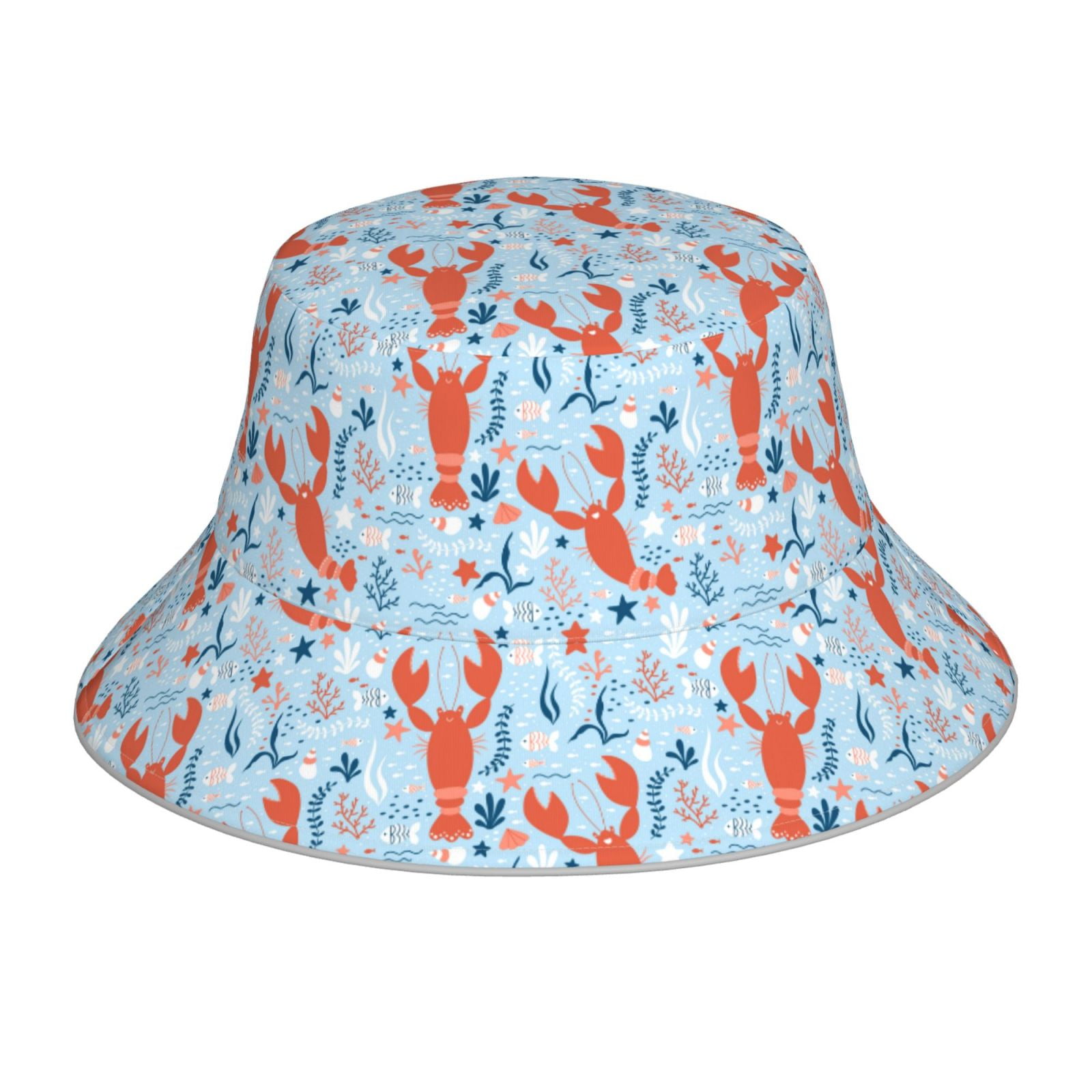 Honeii Lobsters for Unisex Bucket Hat Waterproof Rain Hat Reversible ...