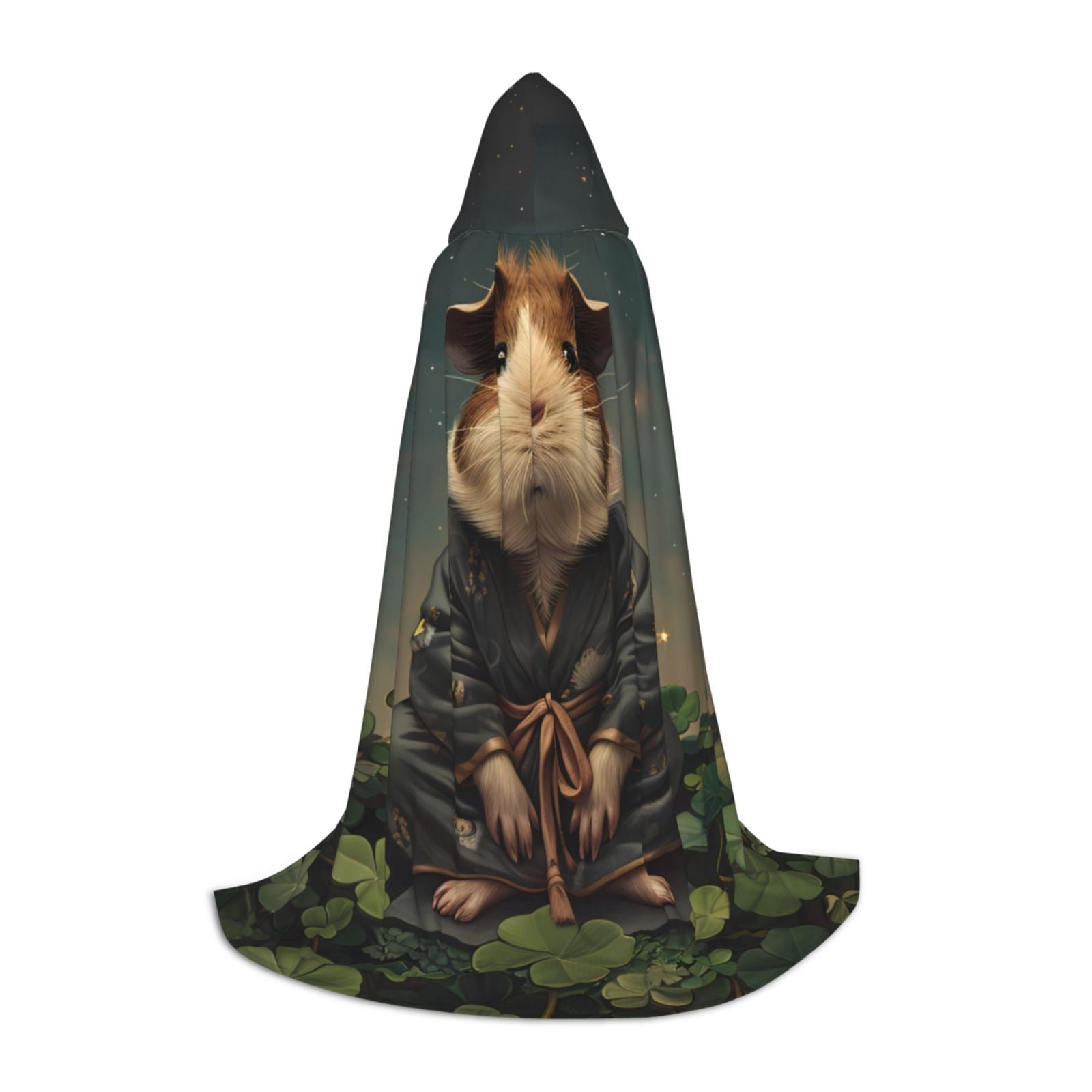 Honeii Lotus Leaf Starry Sky Guinea Pig Print Poncho Cape, Cloak Coat ...