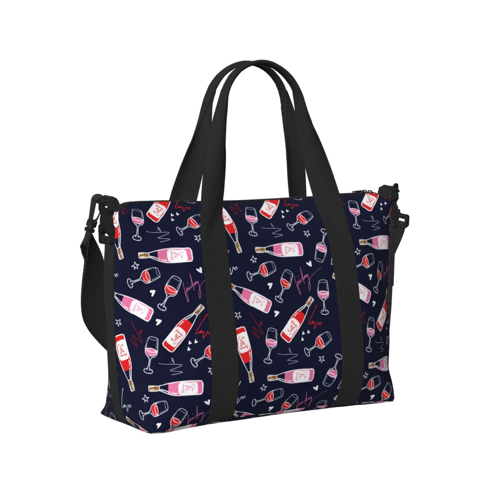 Honeii Love Wine Print Hand Travel Bag,Travel Duffle Bag, Waterproof ...