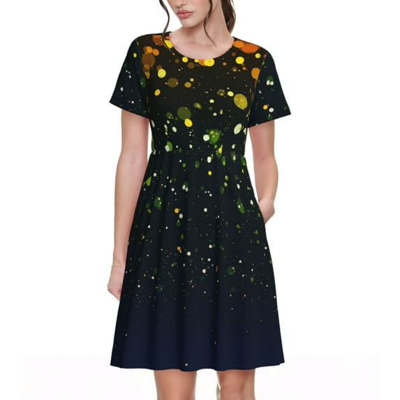 Honeii Luxury golden sparkle Print Women’s Short Sleeve Dress ...