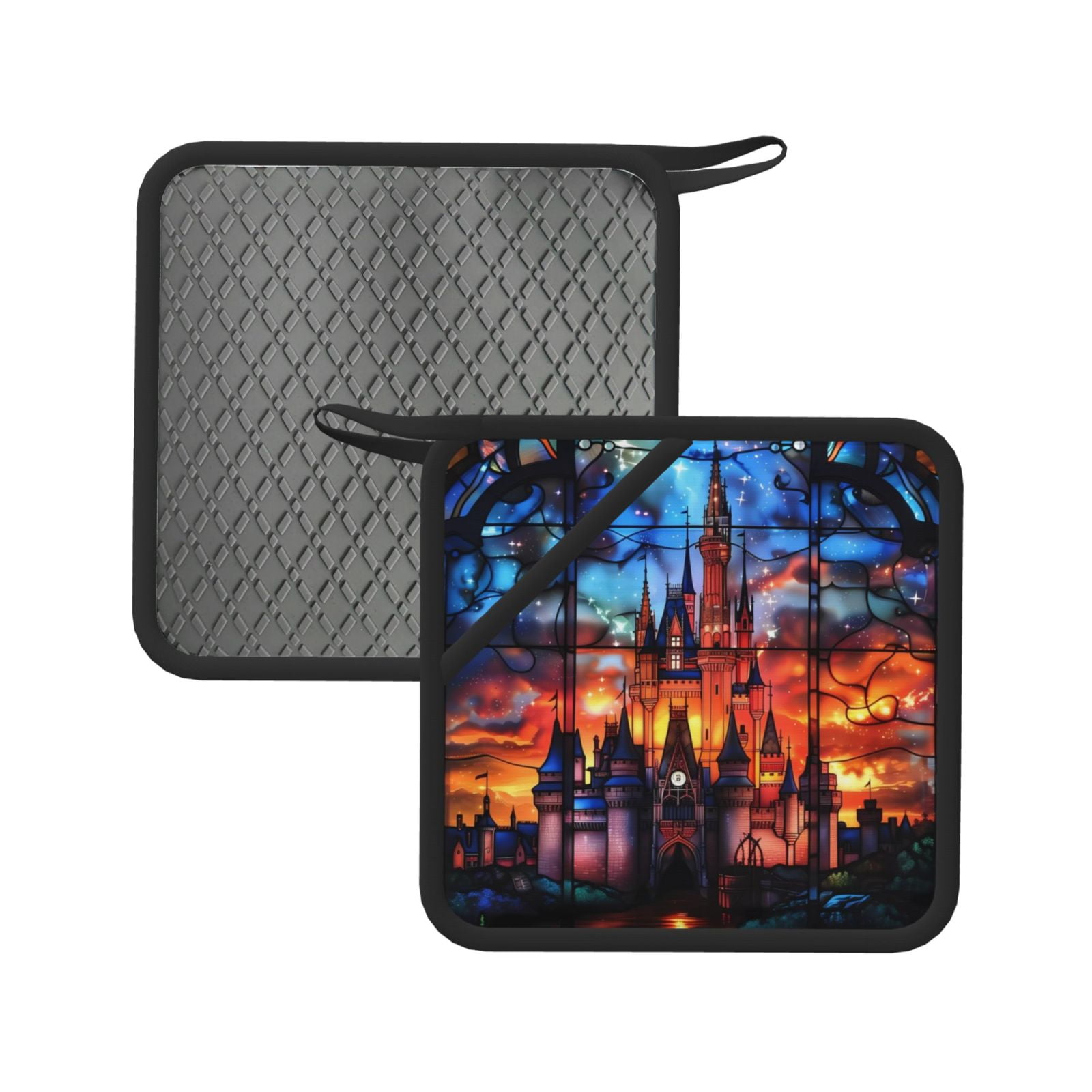 Honeii Magical Stained Glass Castle for Silicone Trivets for Hot Pots ...