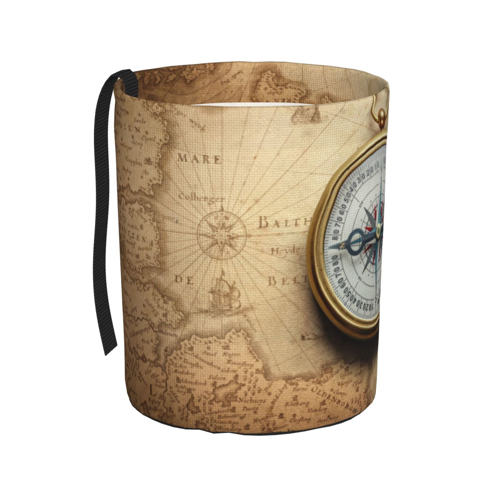 Honeii Magnetic Old Compass On World Map Print Waterproof Car Trash Can ...