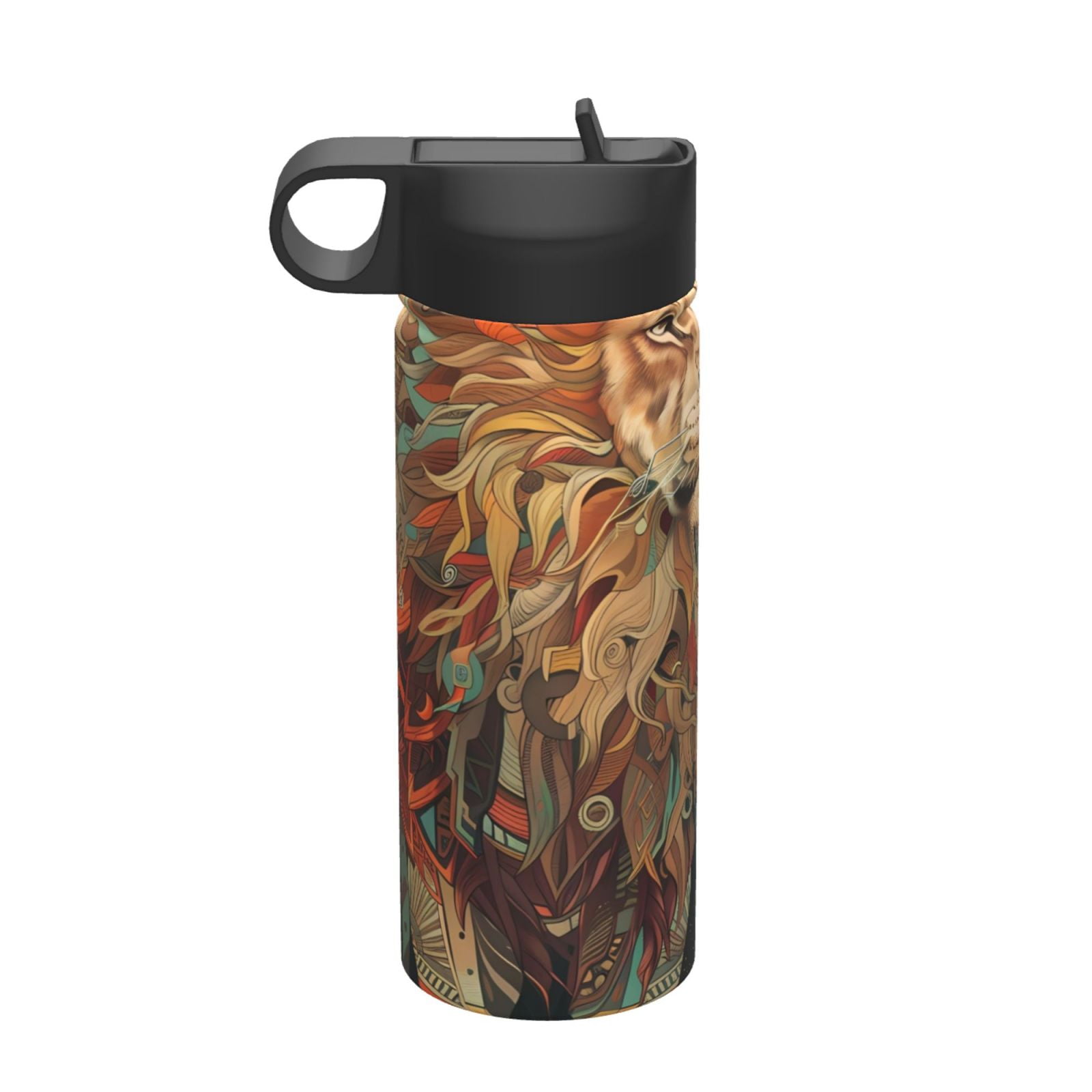 Honeii Majestic Cosmic Lion Print 18 oz Insulated Water Bottle with ...