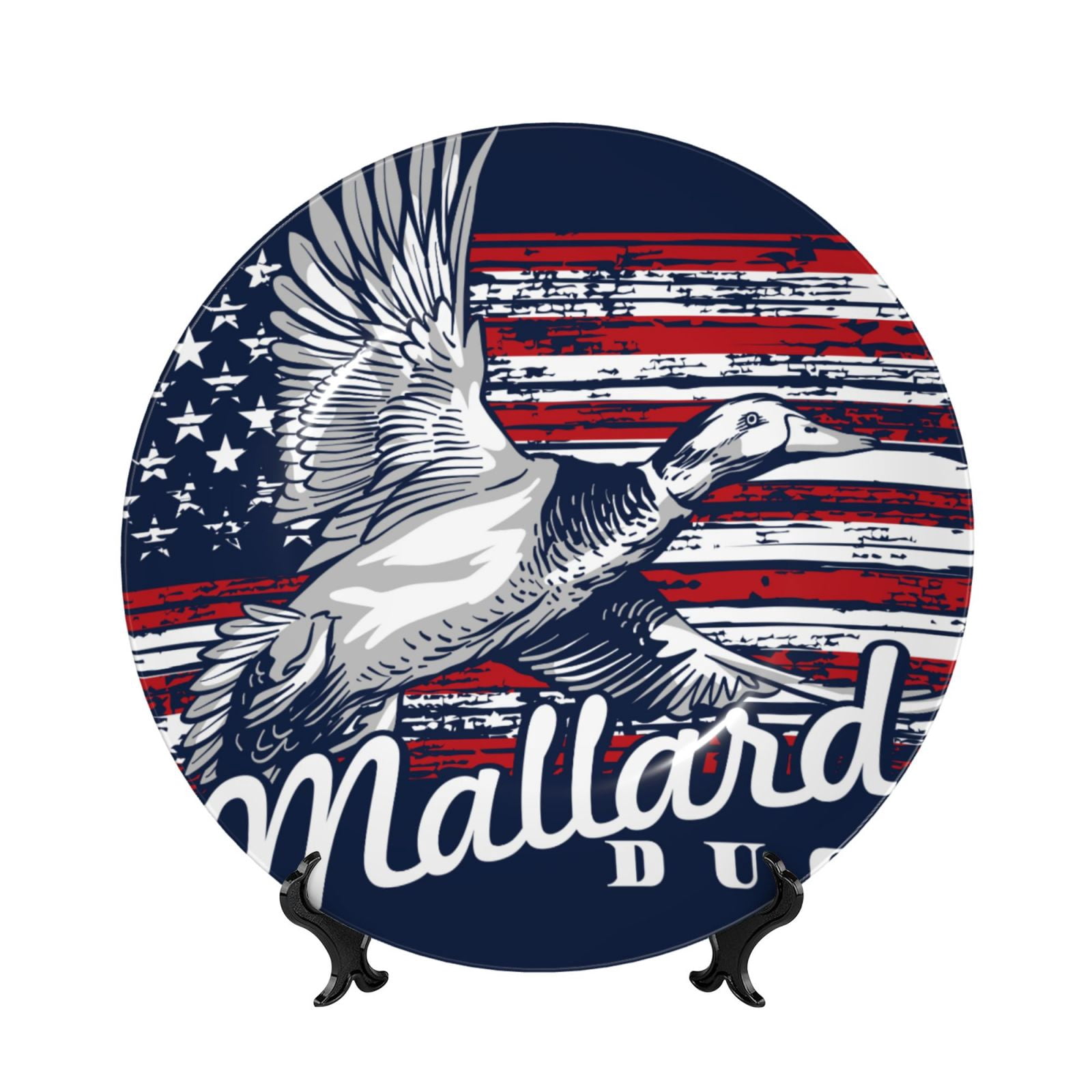 Honeii Mallard Duck With American Flag Print Elegant Bone China ...