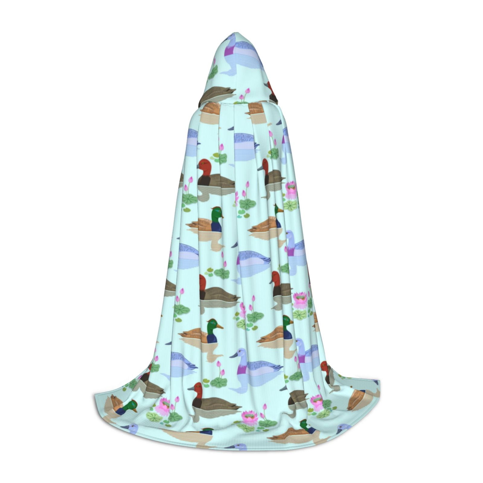 Honeii Mallard Duck Of Lotus Flowers Print Poncho Cape, Cloak Coat ...